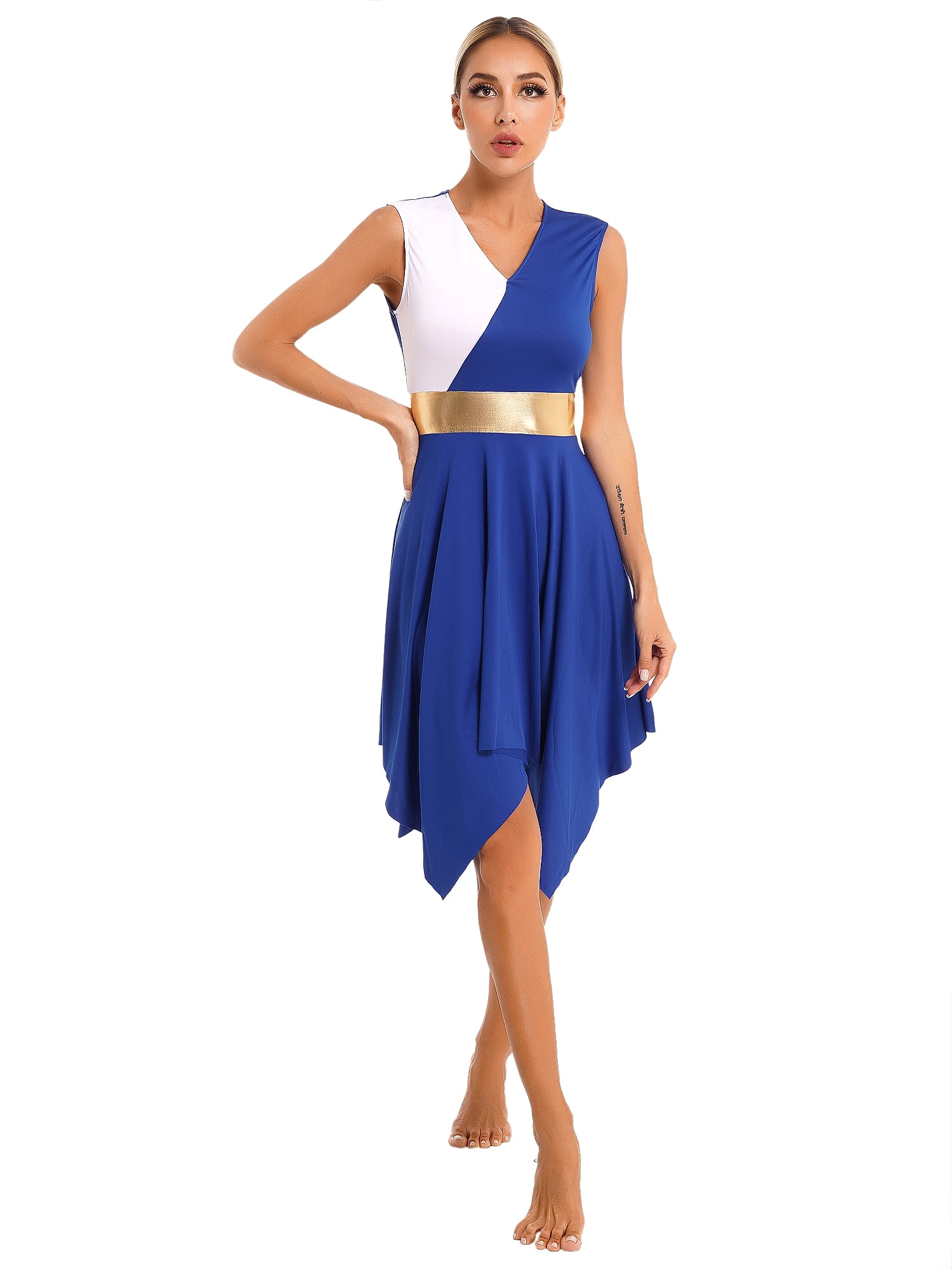 Aislor Liturgical Praise Dance Worship Sleeveless for Women Color Block Tunic Irregular Hem ...