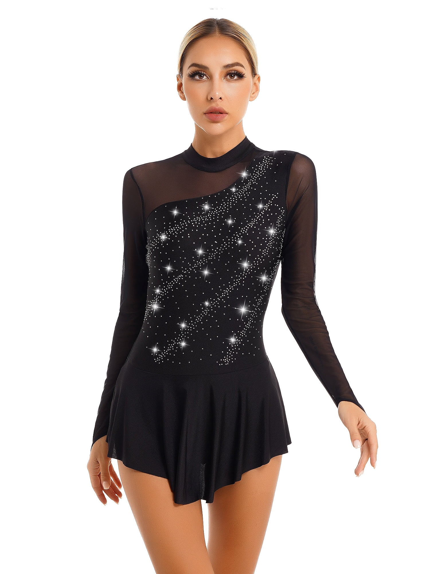 Aislor Women's Ice Skating Dress, Sequins, Spandex, Long Sleeve ...