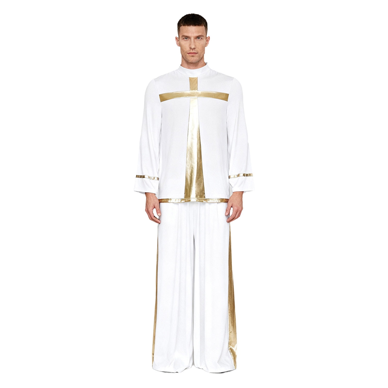Aislor Men's Liturgical Praise Dance Outfit Metallic Shiny Cross ...