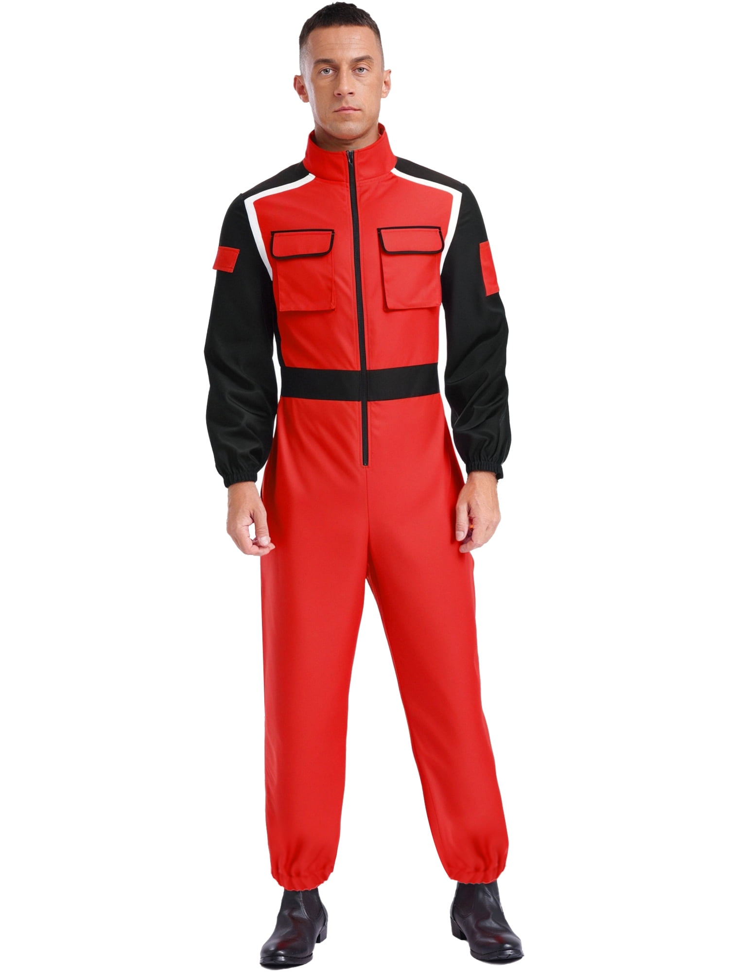 Aislor Men's Overalls Mechanic Coveralls Racing Driver Fancy Dress Up ...