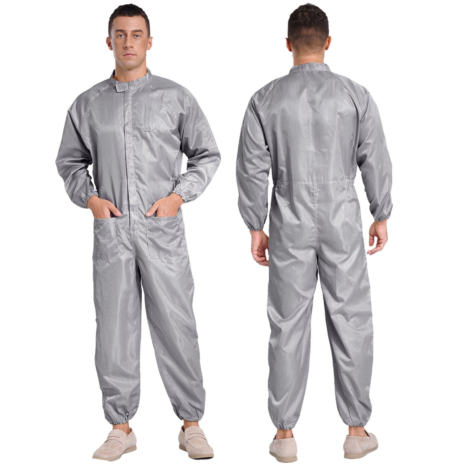 Aislor Mens Anti-static Dustproof Jumpsuit Coveralls Front Zip Full ...