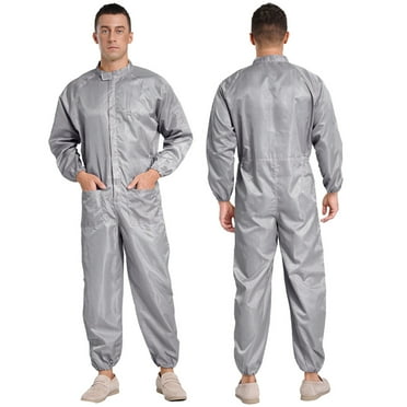 Toptie Men's Long Sleeve Coverall, Khaki Coverall Snap and Zip-Front ...