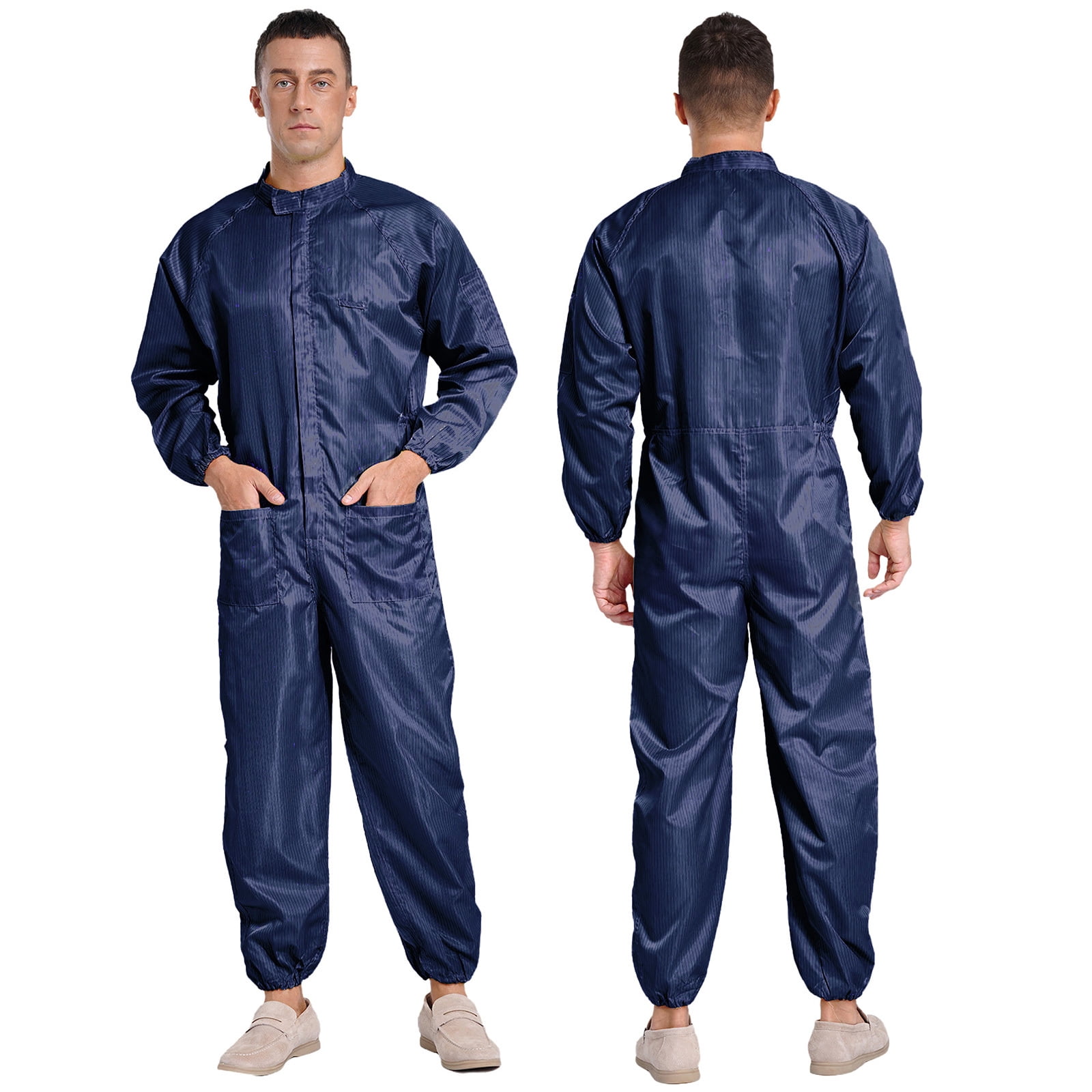 Aislor Mens Anti-static Dustproof Jumpsuit Coveralls Front Zip Full ...