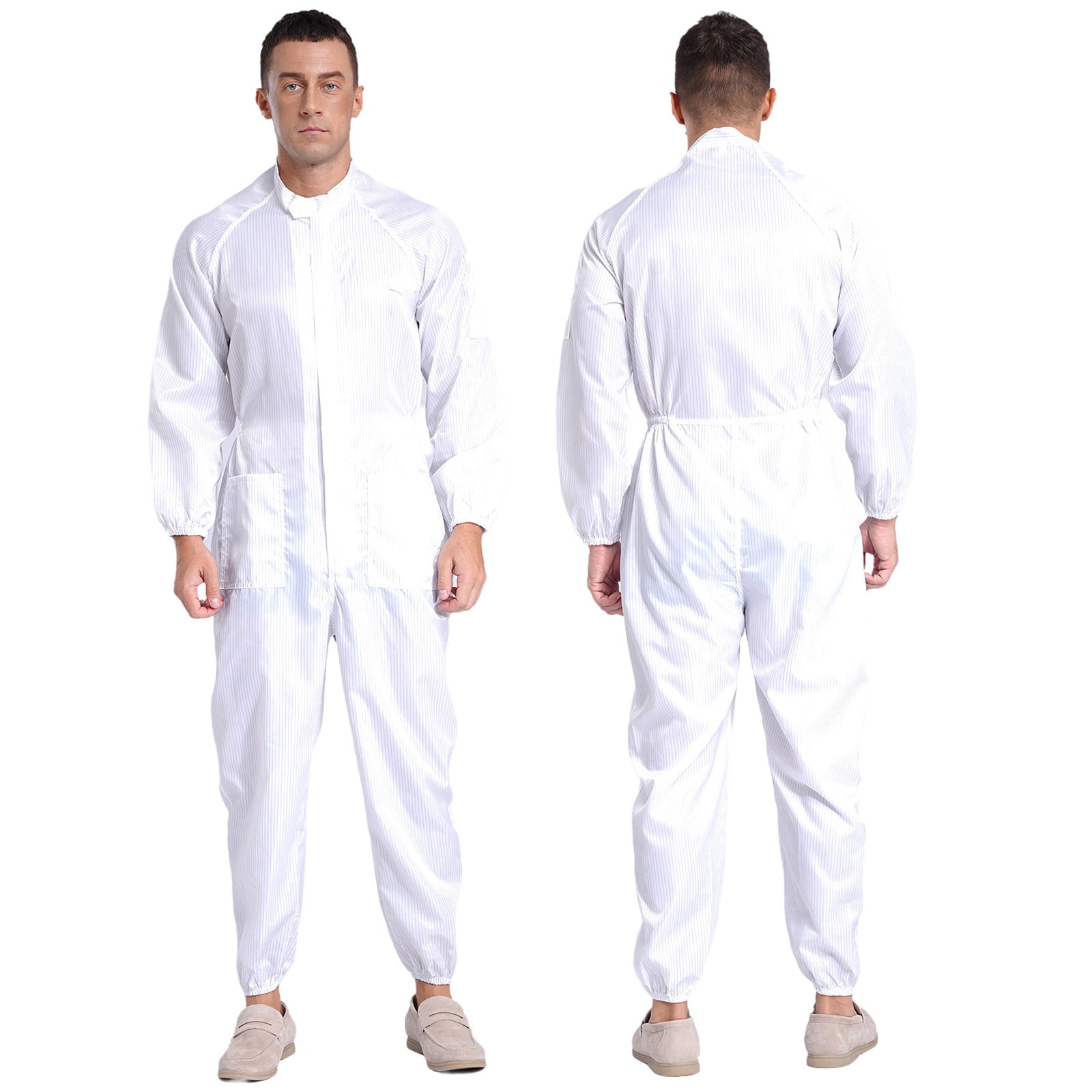 Aislor Mens Anti-static Dustproof Jumpsuit Coveralls Front Zip Full ...