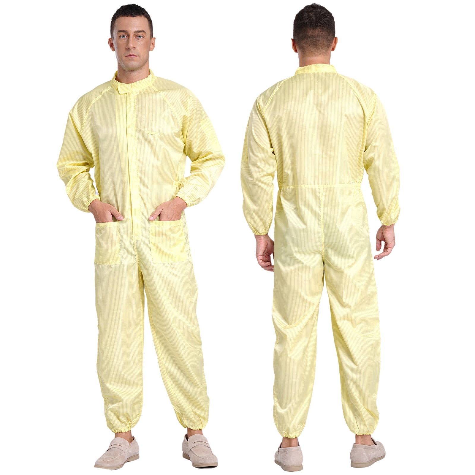 Aislor Mens Anti-static Dustproof Jumpsuit Coveralls Front Zip Full ...