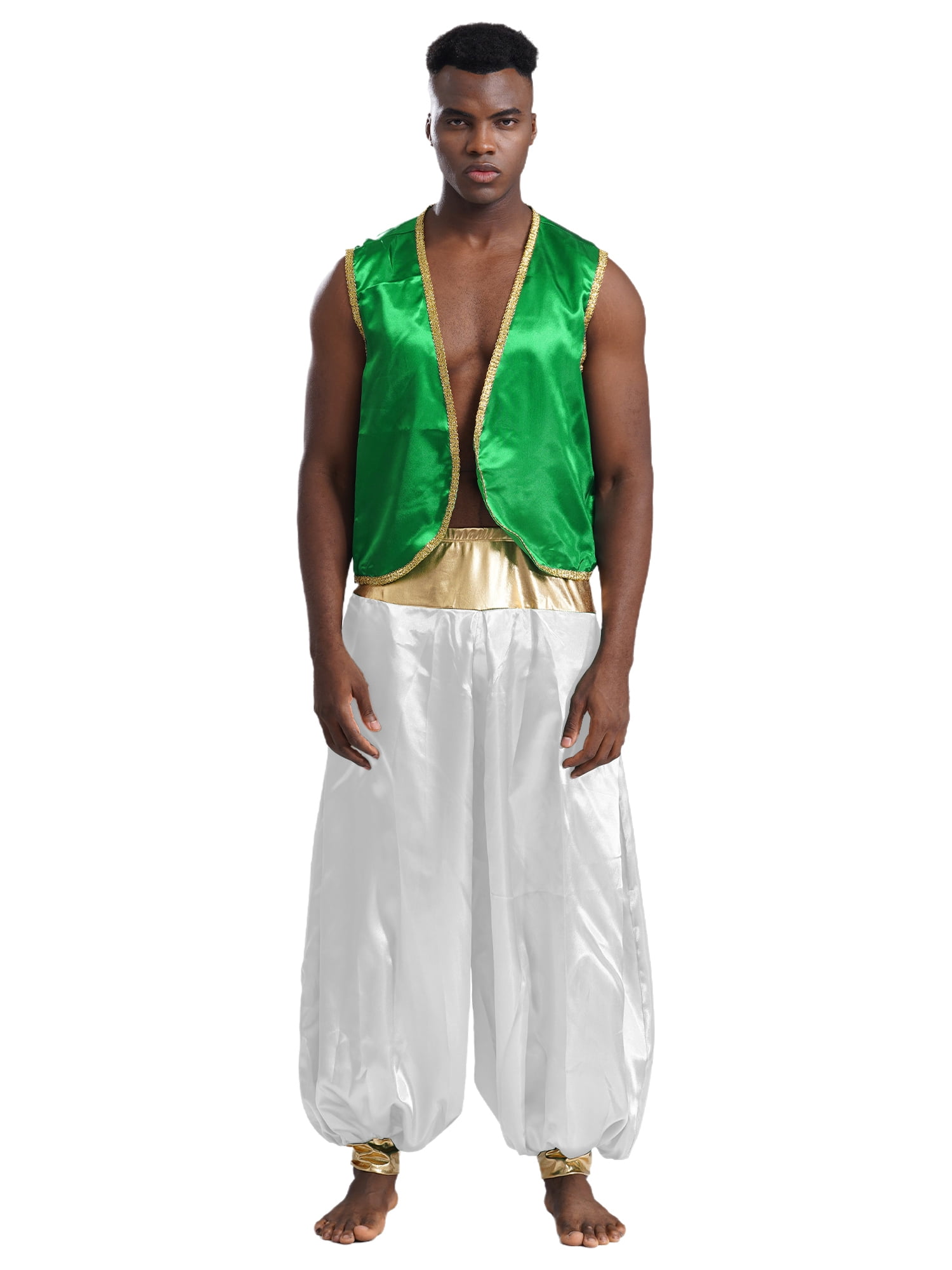 Aislor Mens Arabian Prince Costume Outfit Satin Waistcoat And Harem ...