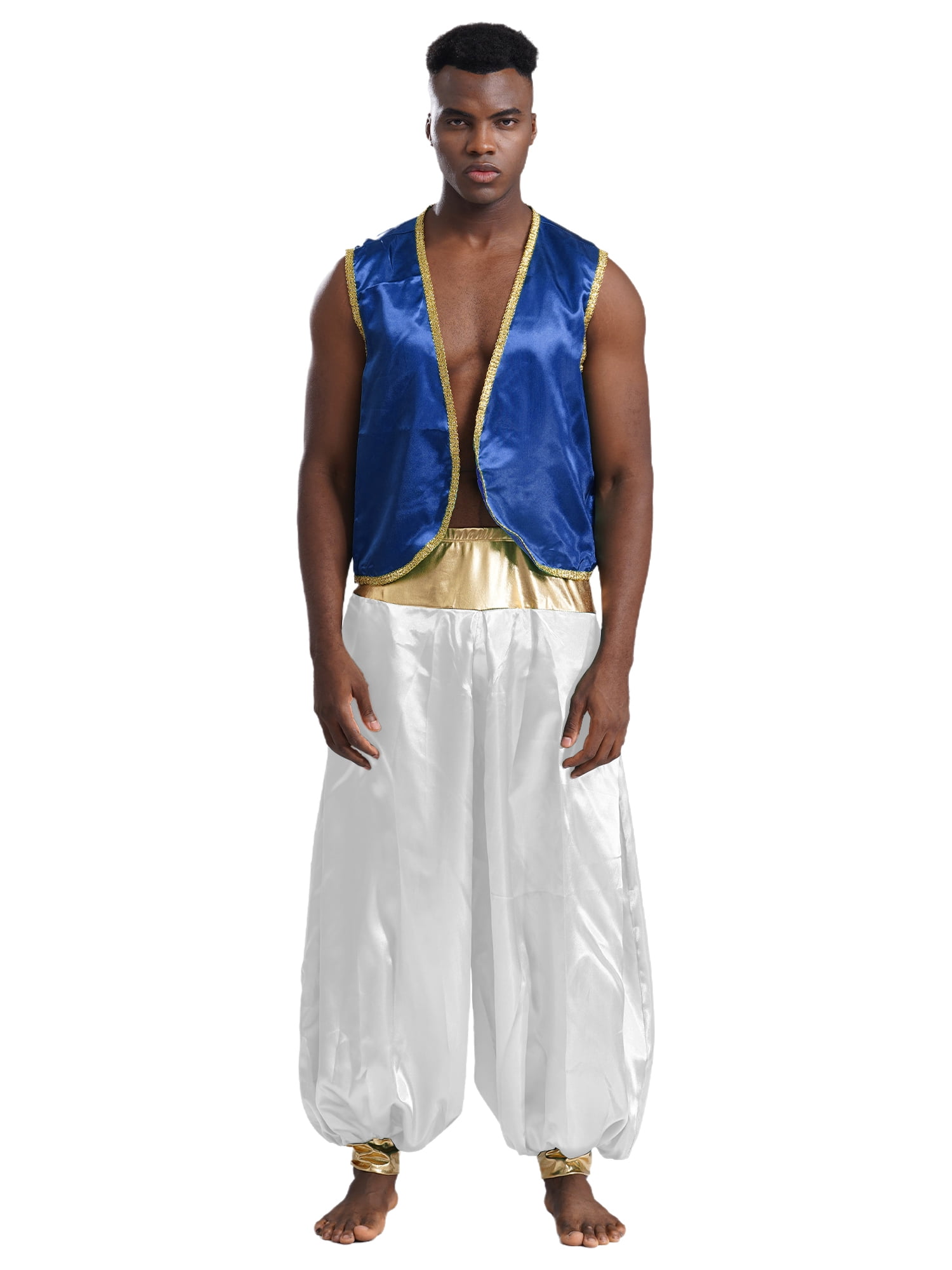 Aislor Mens Arabian Prince Costume Outfit Satin Waistcoat And Harem ...