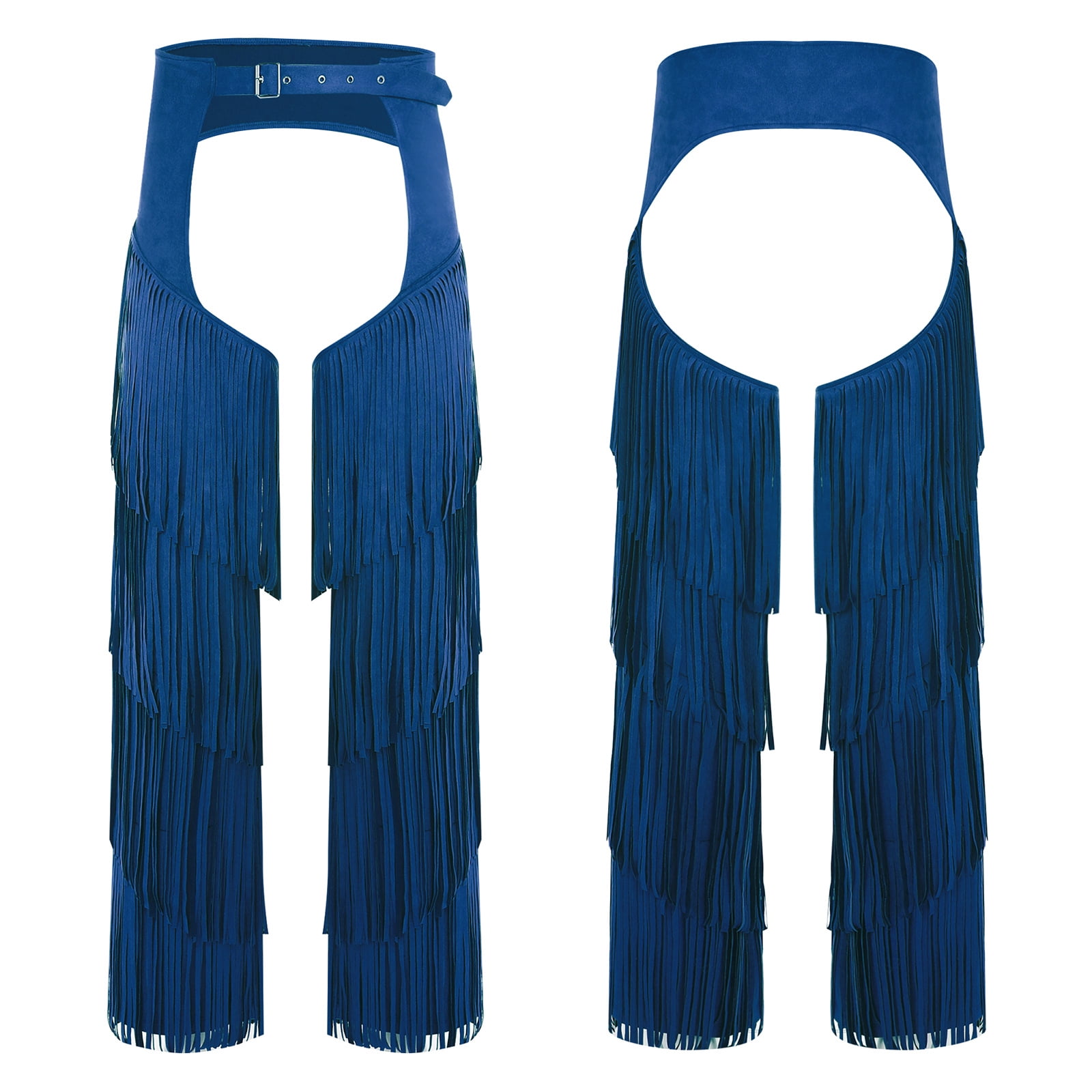 Aislor Mens Western Cowboy Chaps Pants Faux Suede Tiered Fringe ...