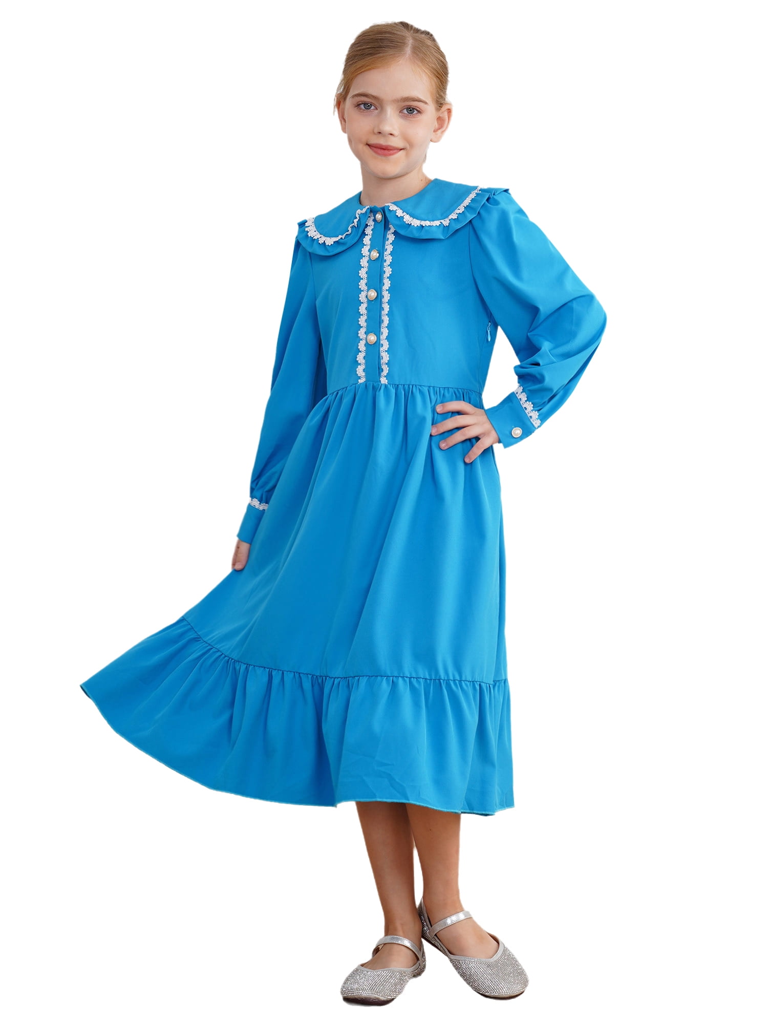 Aislor Pioneer Girls Colonial Prairie Costume 1800s Victorian Long ...