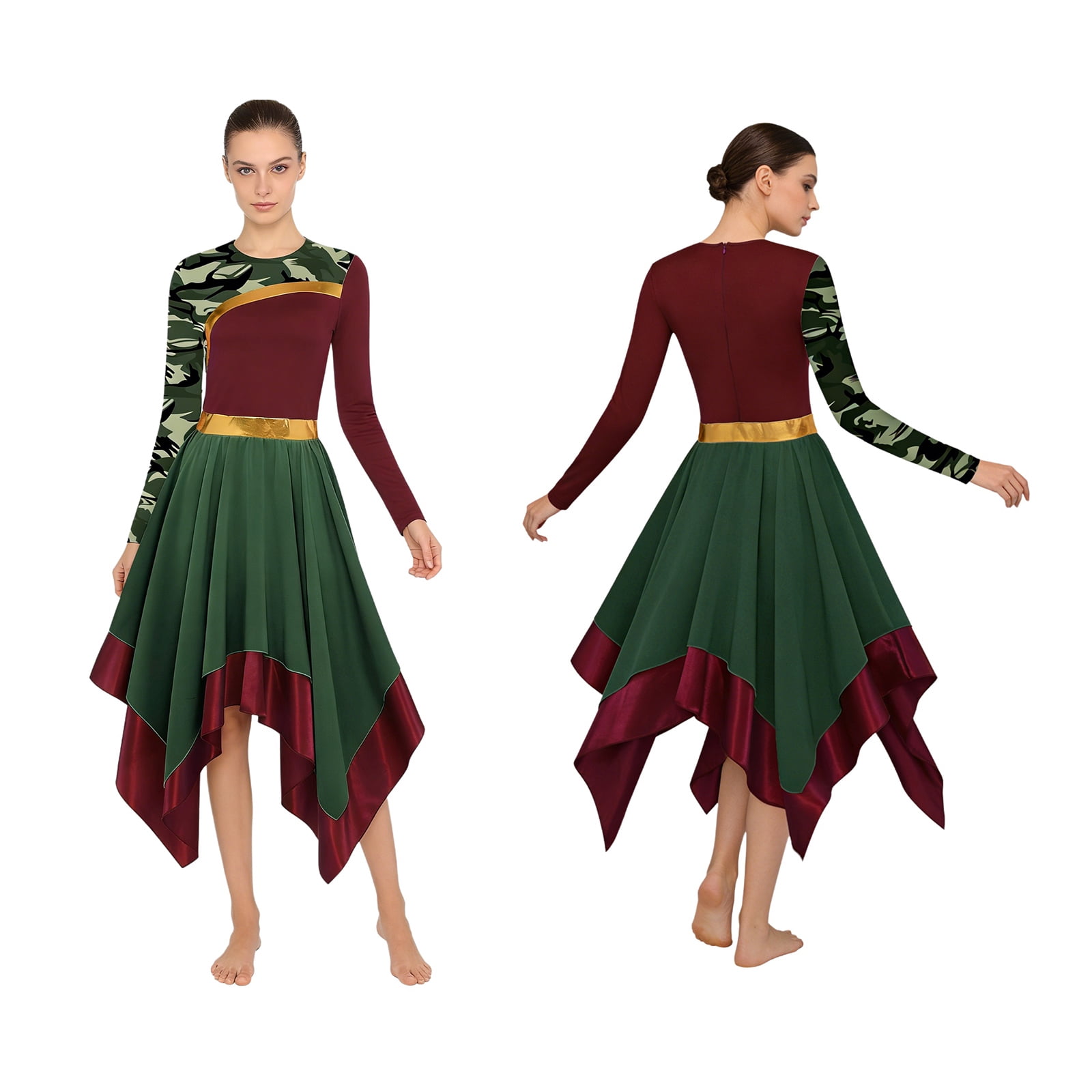Aislor Women Liturgical Praise Dance Dress Church Worship Long Sleeve ...