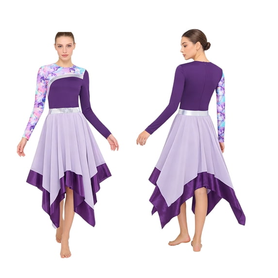Aislor Women Liturgical Praise Dance Dress Church Worship Long Sleeve ...