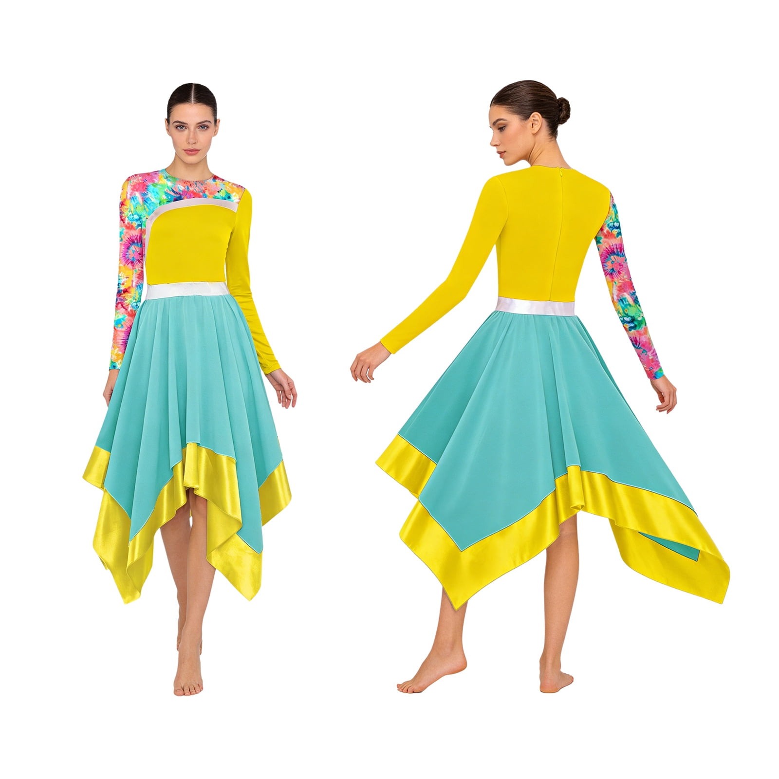 Aislor Women Liturgical Praise Dance Dress Church Worship Long Sleeve ...