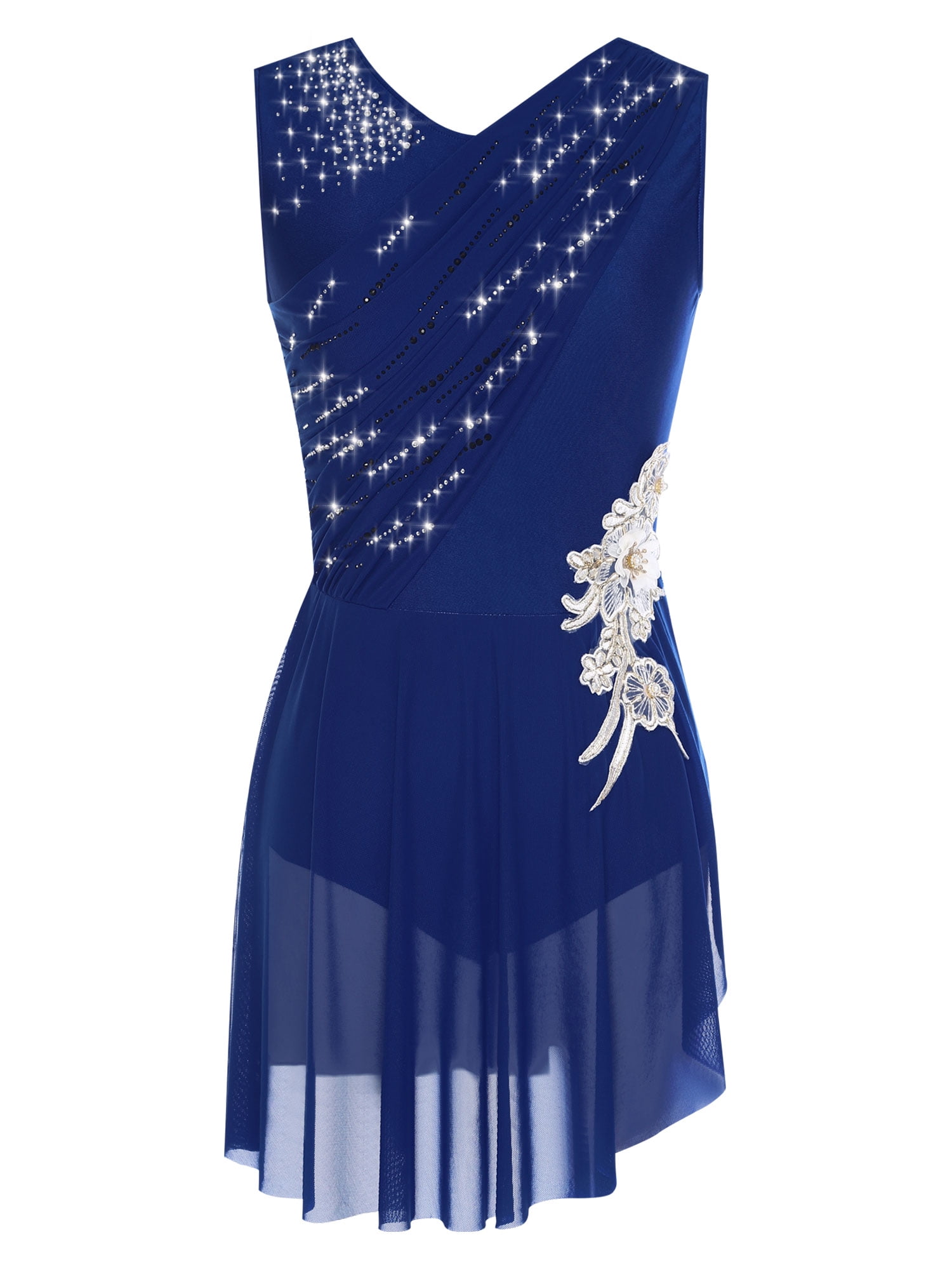 Aislor Women Lyrical Dance Rhinestone Figure Skating Leotards Dress ...