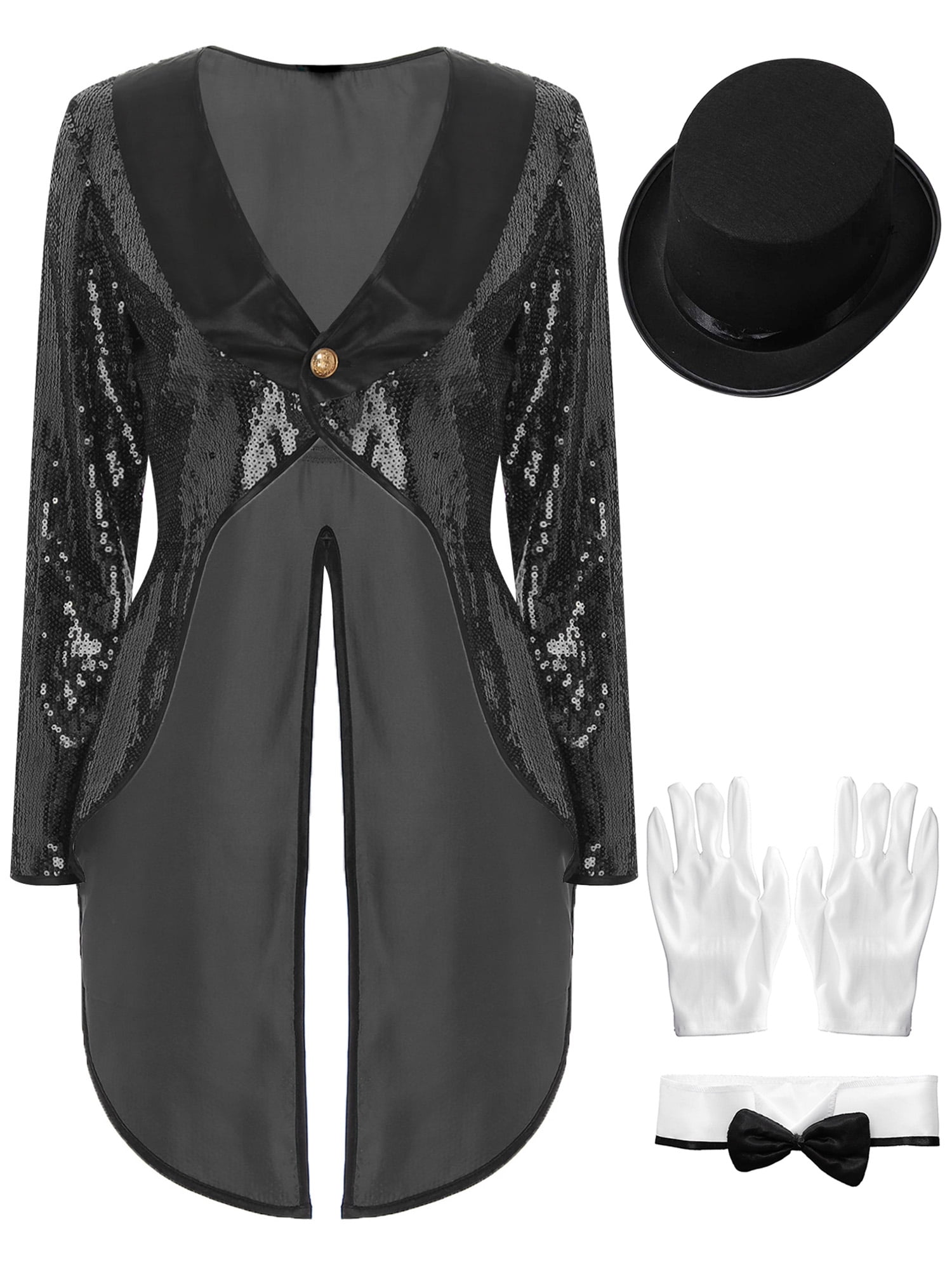 Aislor Women Magician Cosplay Costume Sequin Tailcoat Circus Showman ...