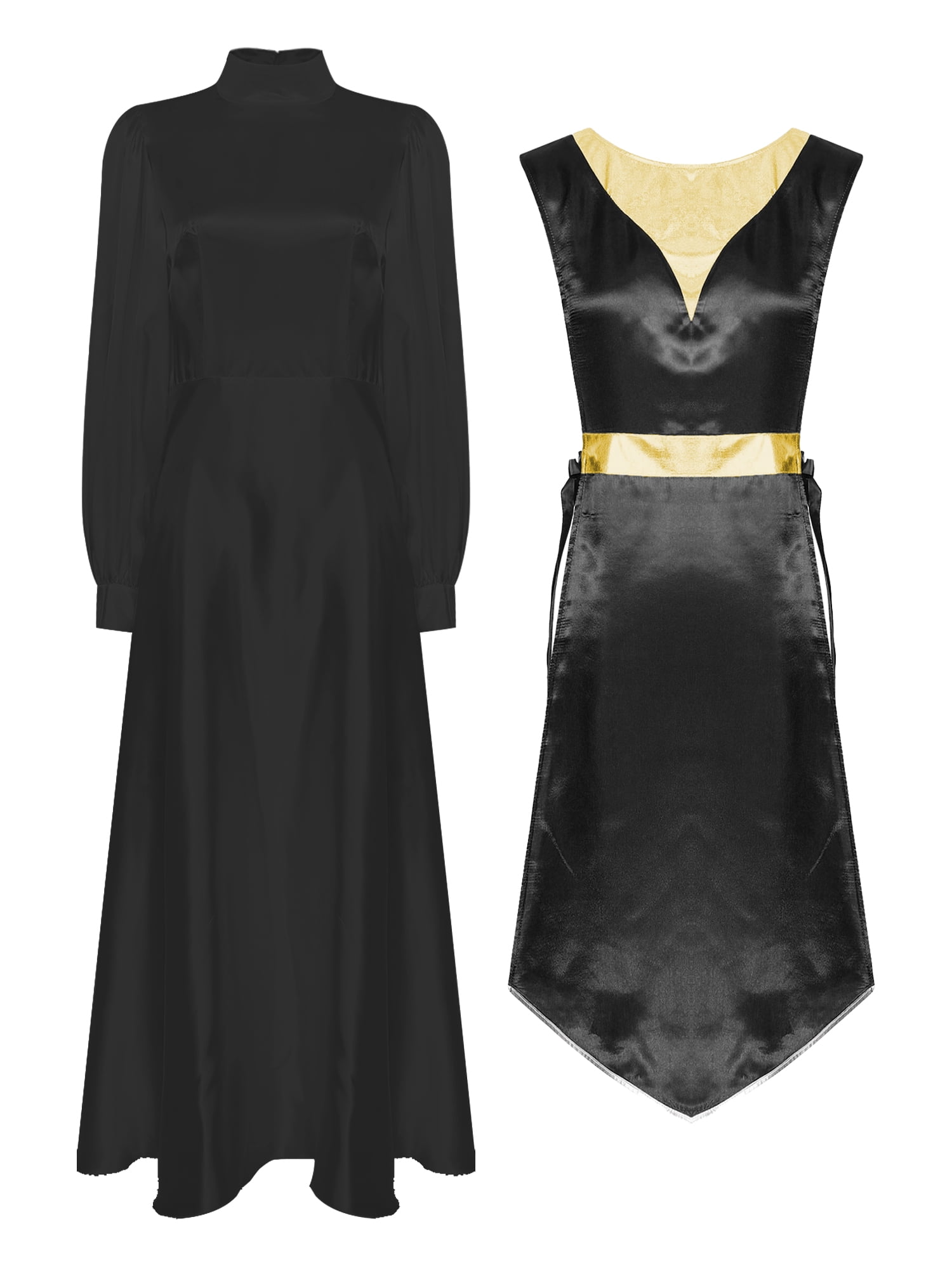 Aislor Women Metallic Liturgical Praise Dance Costume Long Sleeve Dress ...