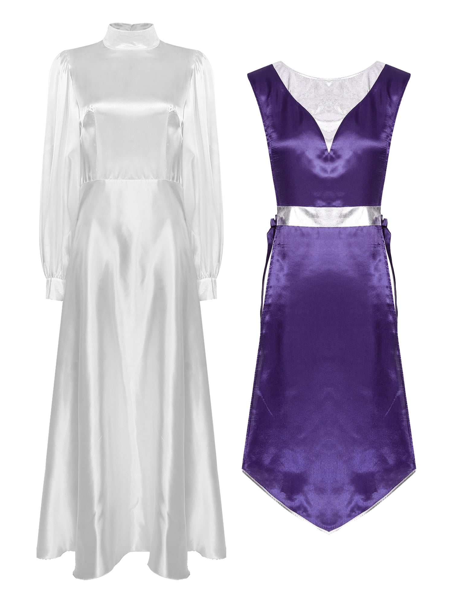 Aislor Women Metallic Liturgical Praise Dance Costume Long Sleeve Dress ...
