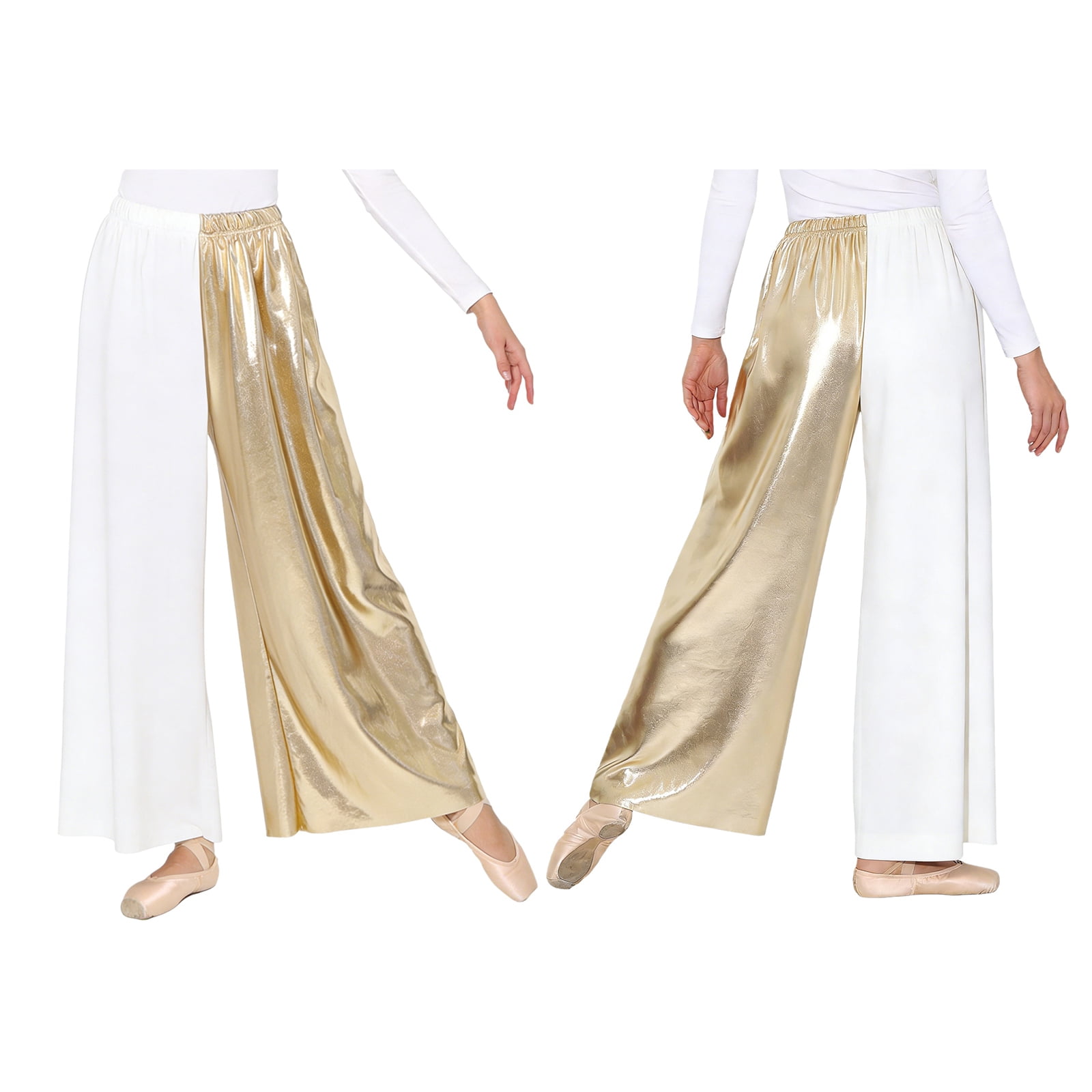 Aislor Women Metallic Praise Worship Dance Pants Color Blocking Wide ...