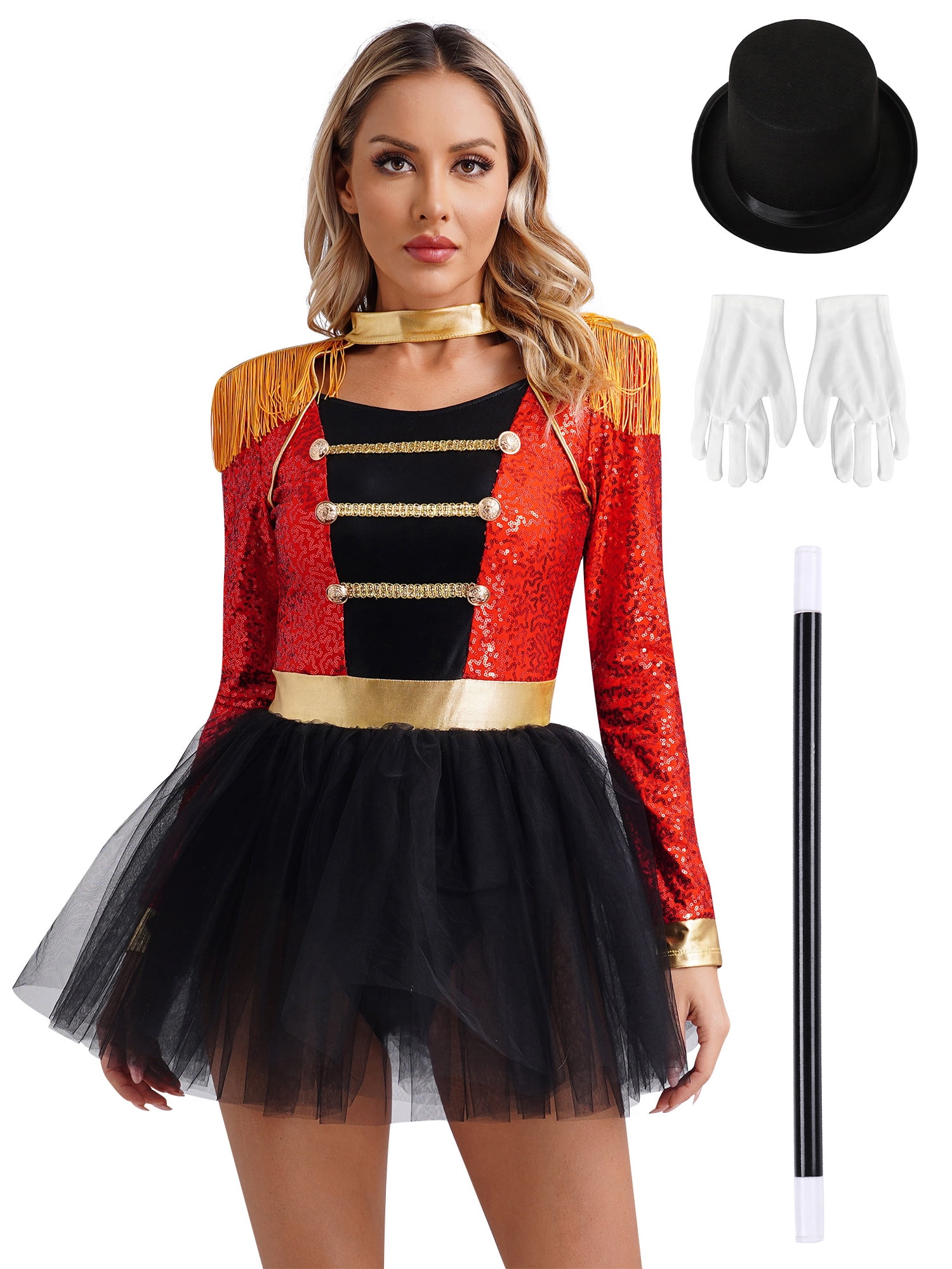 Aislor Women Ring Master Costume Lion Tamer Circus Outfit Long Sleeve ...