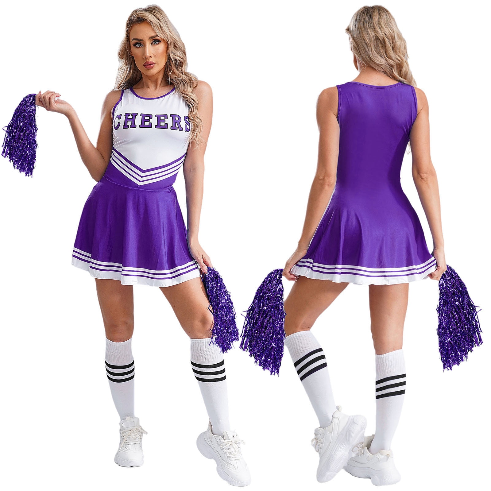 Aislor Women's Cheer Leader Costumes Cosplay Halloween Outfits Dress ...