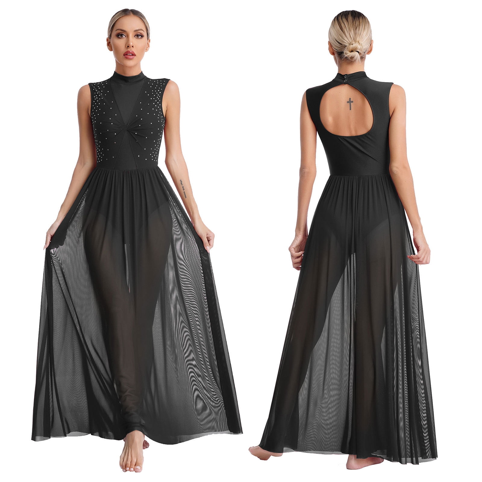 Aislor Women's Long Maxi Lyrical Dance Costume Twisted Overlay Modern ...