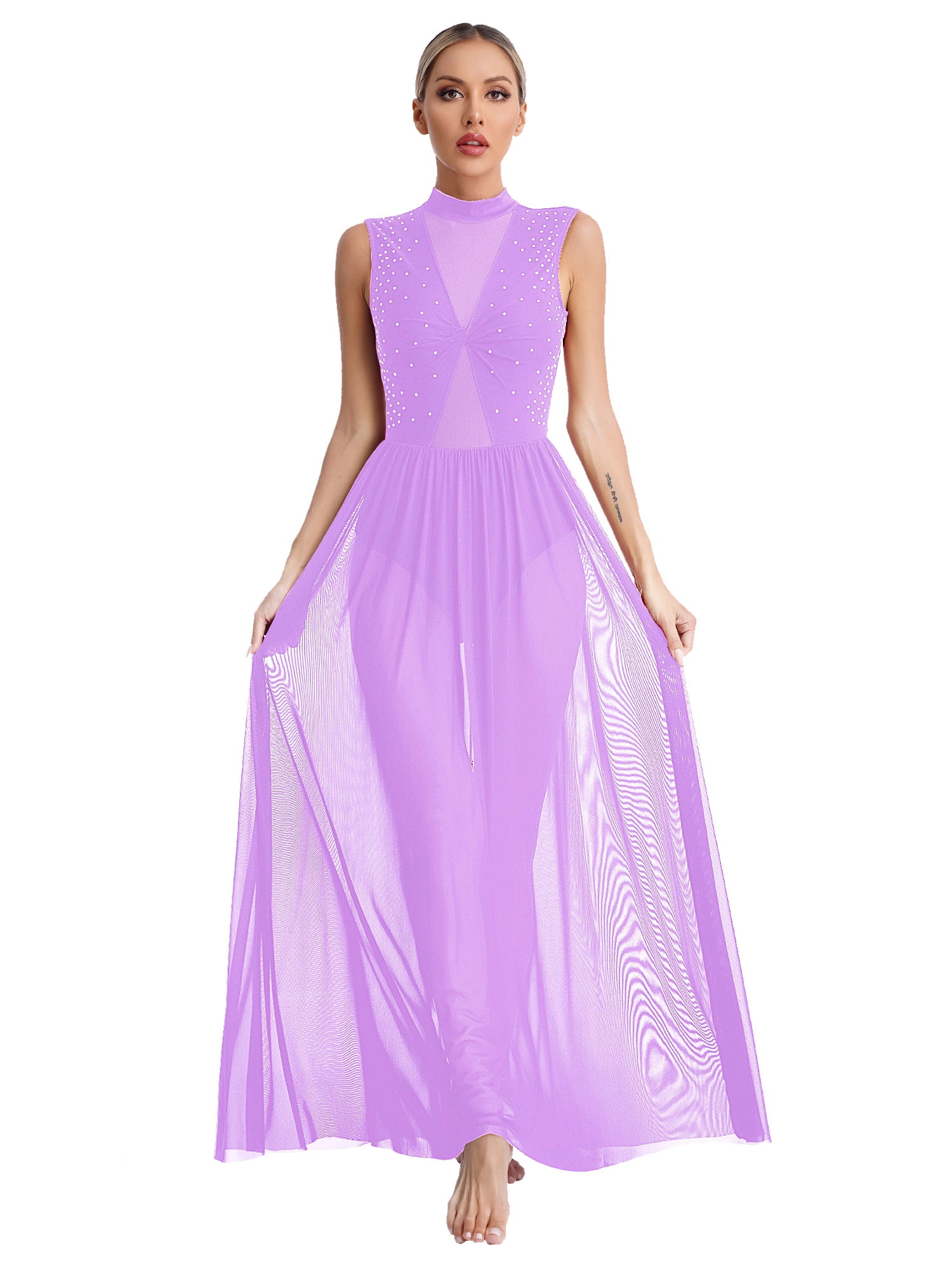 Aislor Women's Long Maxi Lyrical Dance Costume Twisted Overlay Modern ...