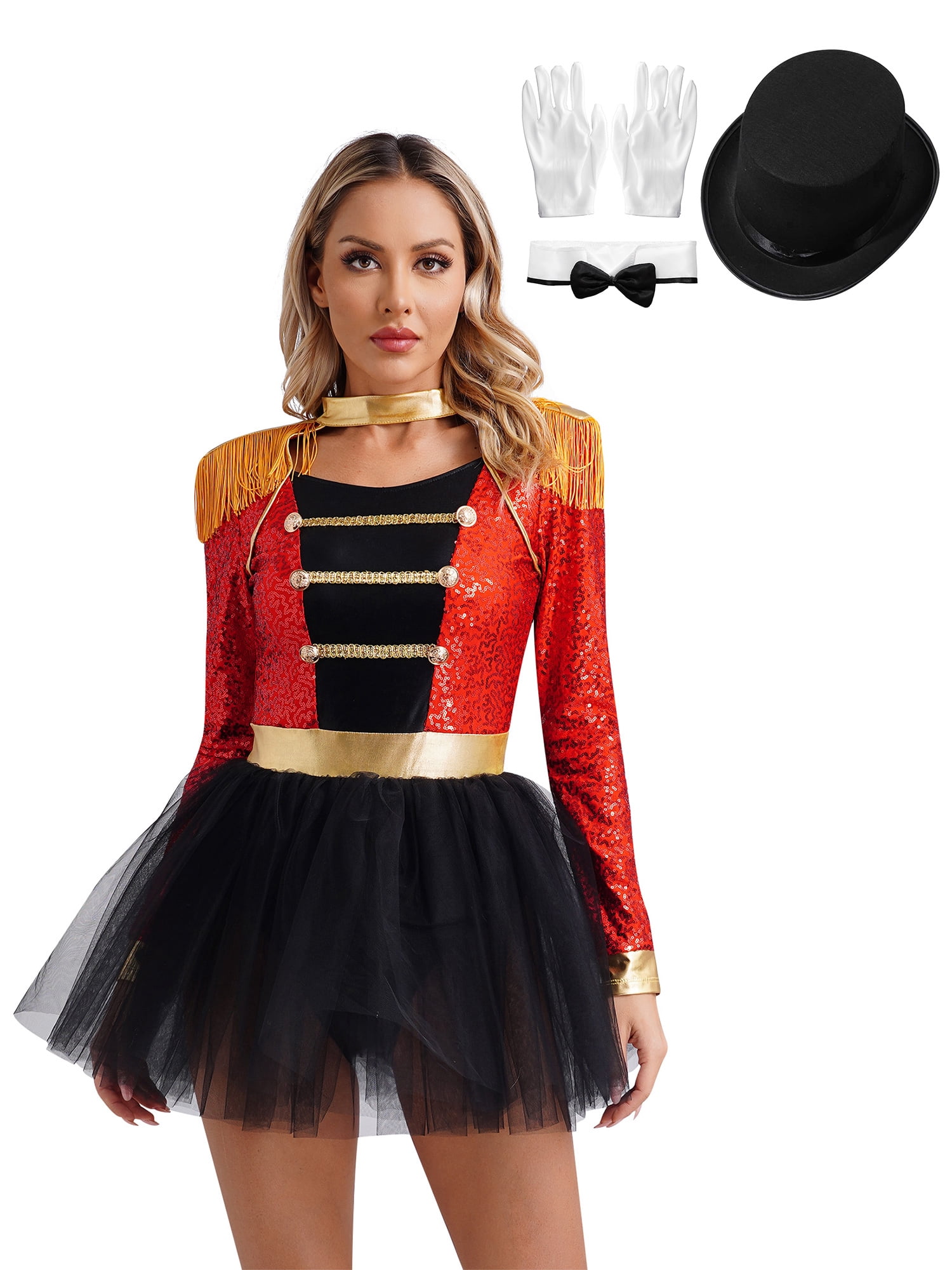 Aislor Women's Ringmaster Costume 4pcs Circus Costumes Halloween ...