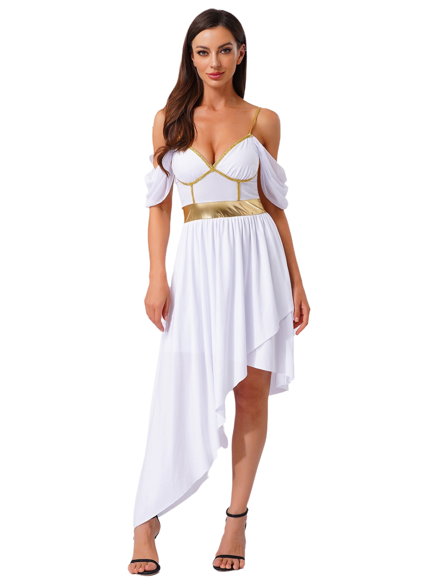 Aislor Womens Ancient Greek Dress Asymmetrical Hem Sling Stage ...