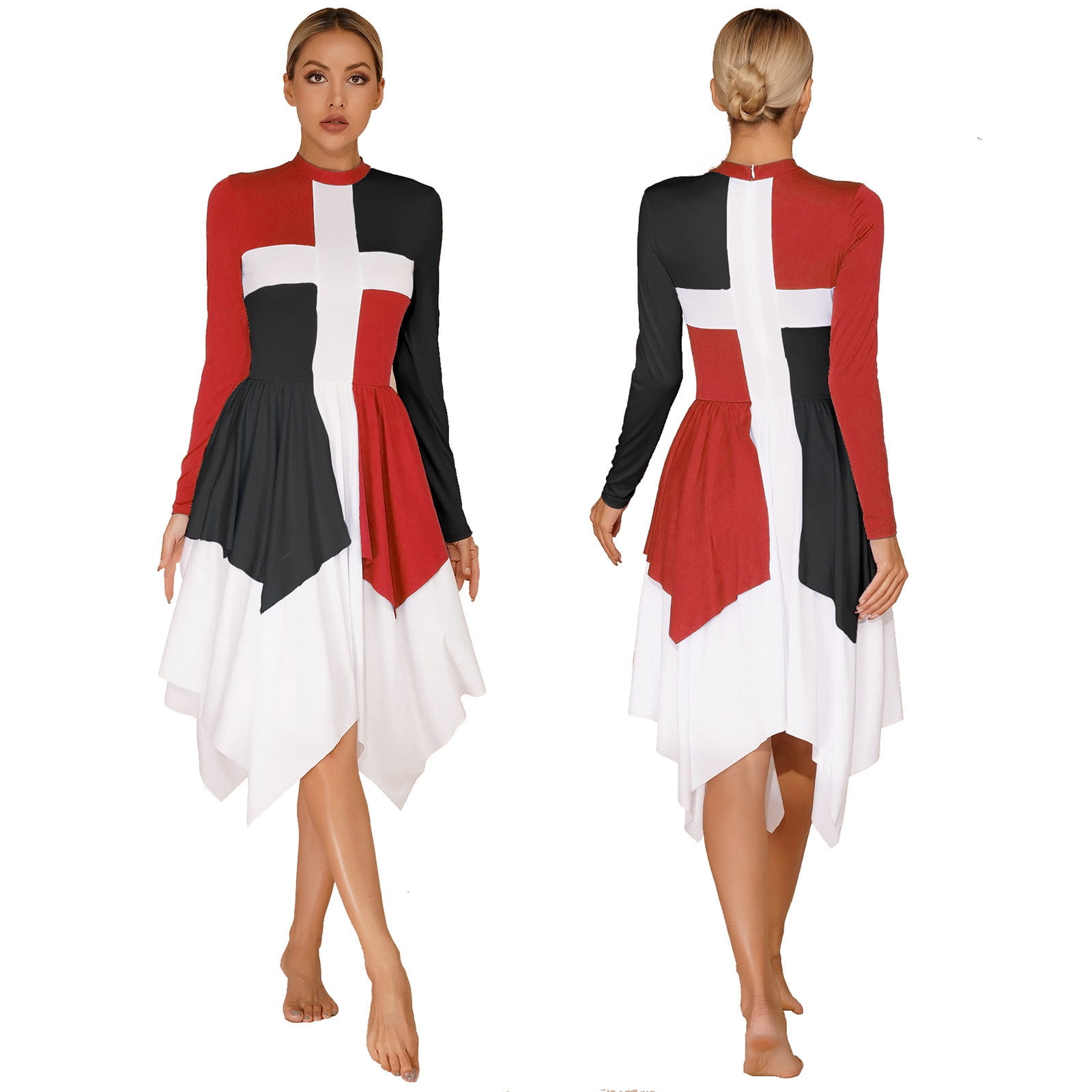 Aislor Womens Liturgical Praise Dance Dress Asymmetrical Church Worship ...