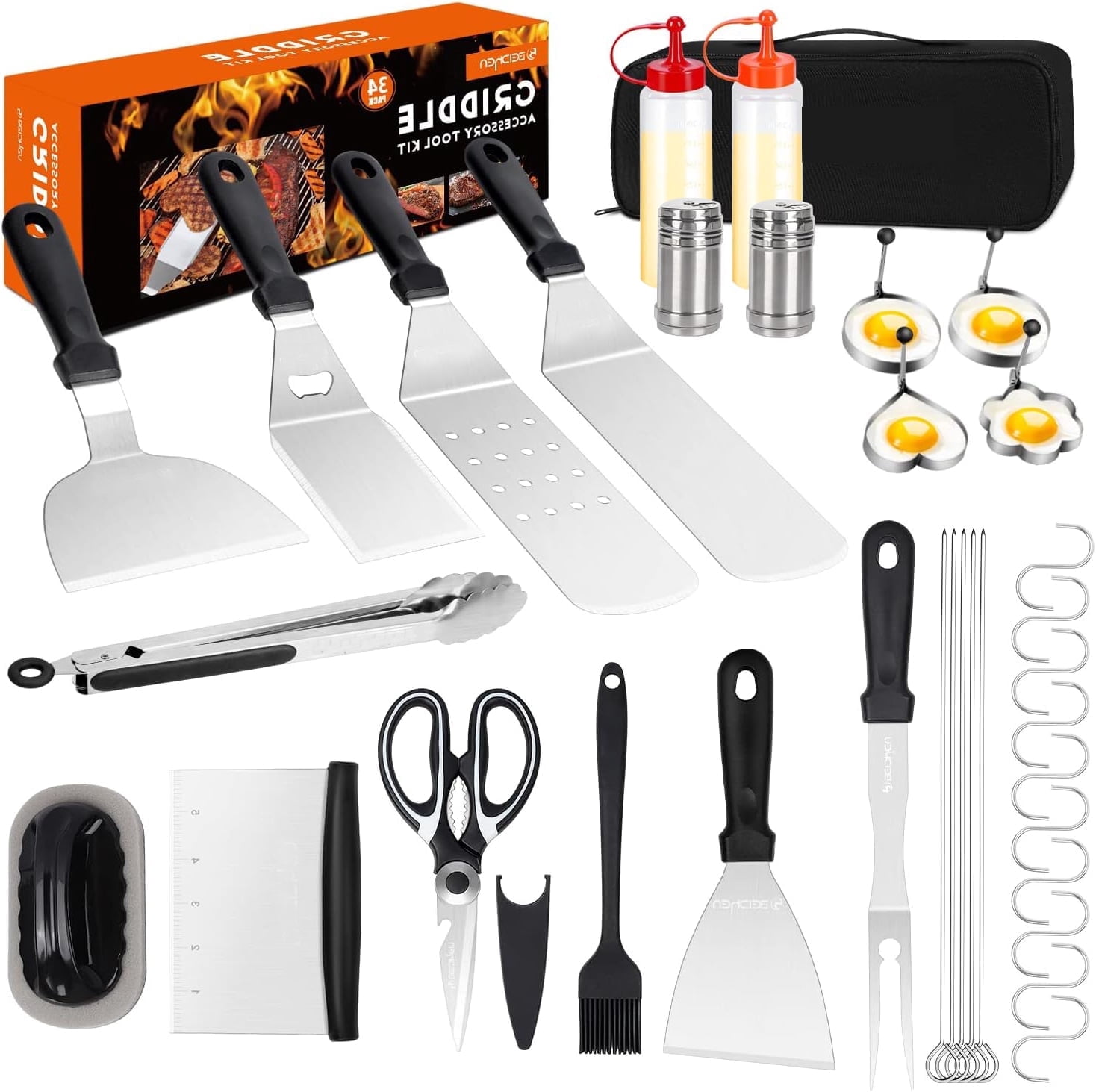 Anoak 34PCS BBQ Tools, Griddle Accessories Kit for Blackstone, Camp ...