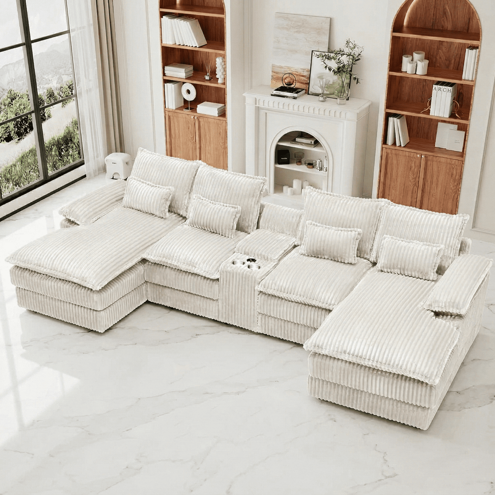 Aisword 124" U Shaped Cloud Couch Sectional with USB Charging, Hidden ...