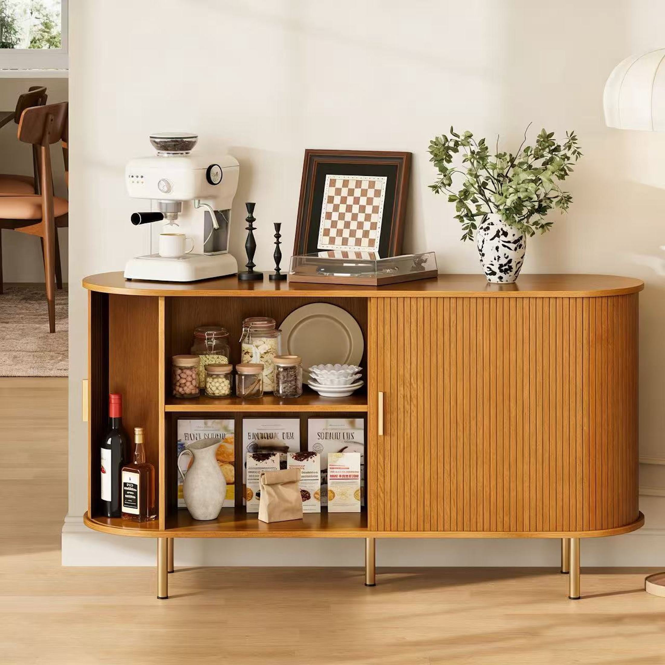 Aisword Sideboard Buffet Cabinet with Storage,Mid Century Modern Fluted ...