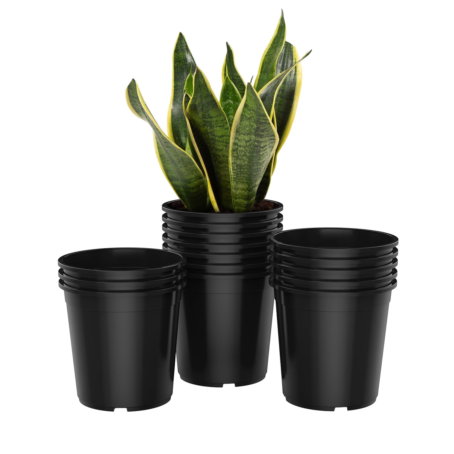 Aitatty Plastic Plant Nursery Pots 15 Pack, Black 1.5 Gallon Round ...