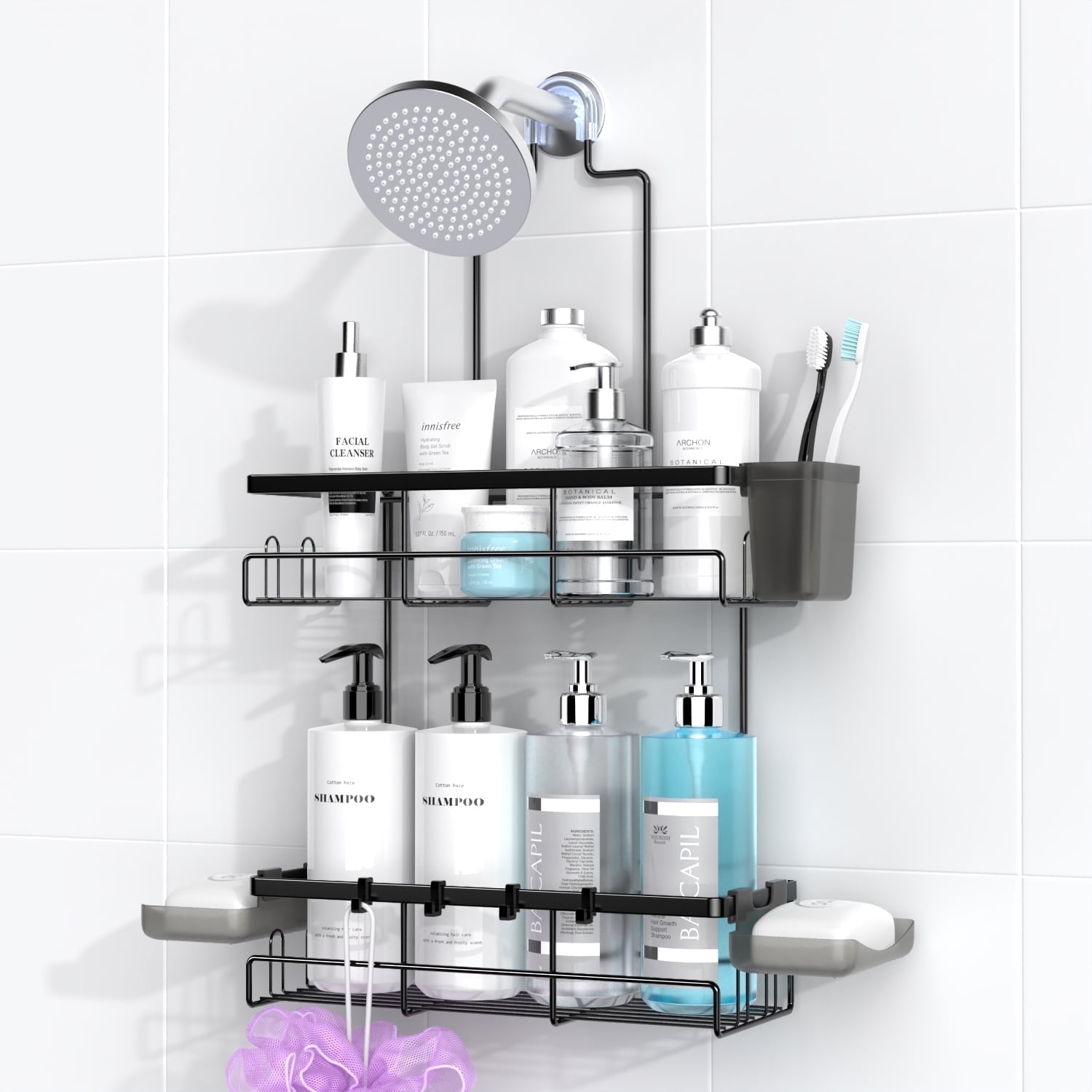 Aitatty Shower Caddy, Stainless Steel Over Shower Head Organizer, Black ...