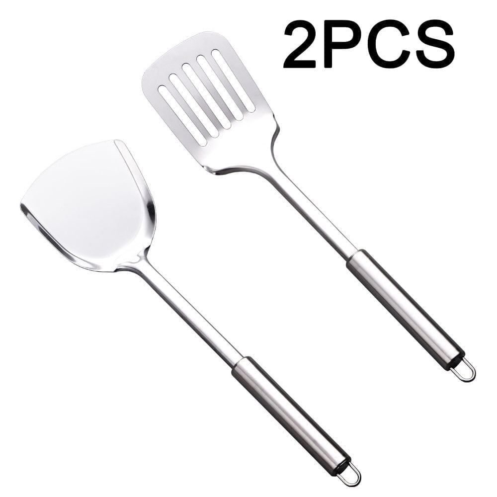 Aiteng 2 Pack Stainless Steel Solid & Slotted Spatulas Set, Kitchen ...