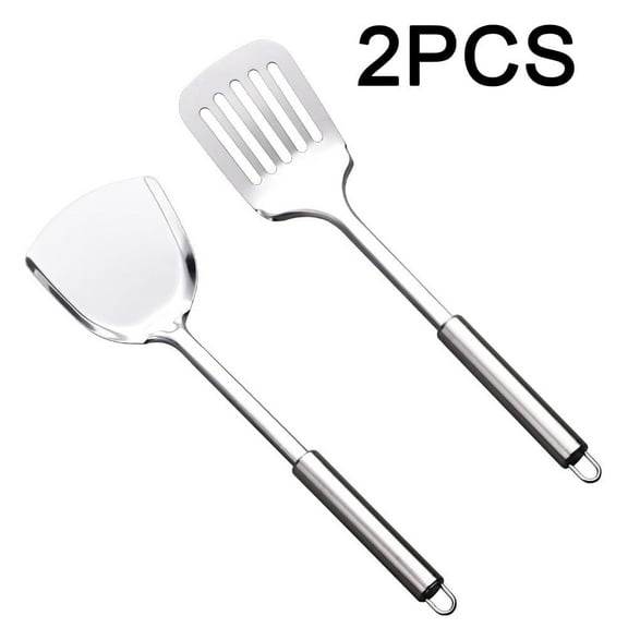 2 Pcs Stainless Steel Spatulas Set, Metal Spatula Solid & Slotted ...