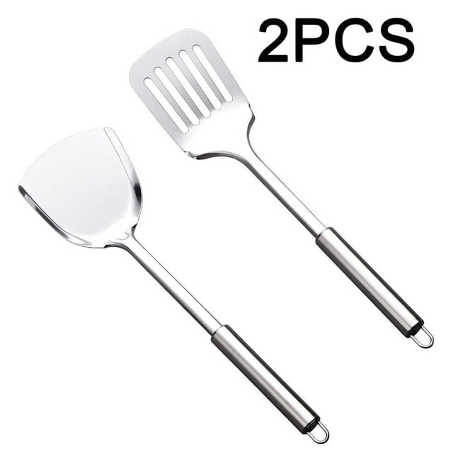 Aiteng 2 Pack Stainless Steel Solid & Slotted Spatulas Set, Kitchen ...