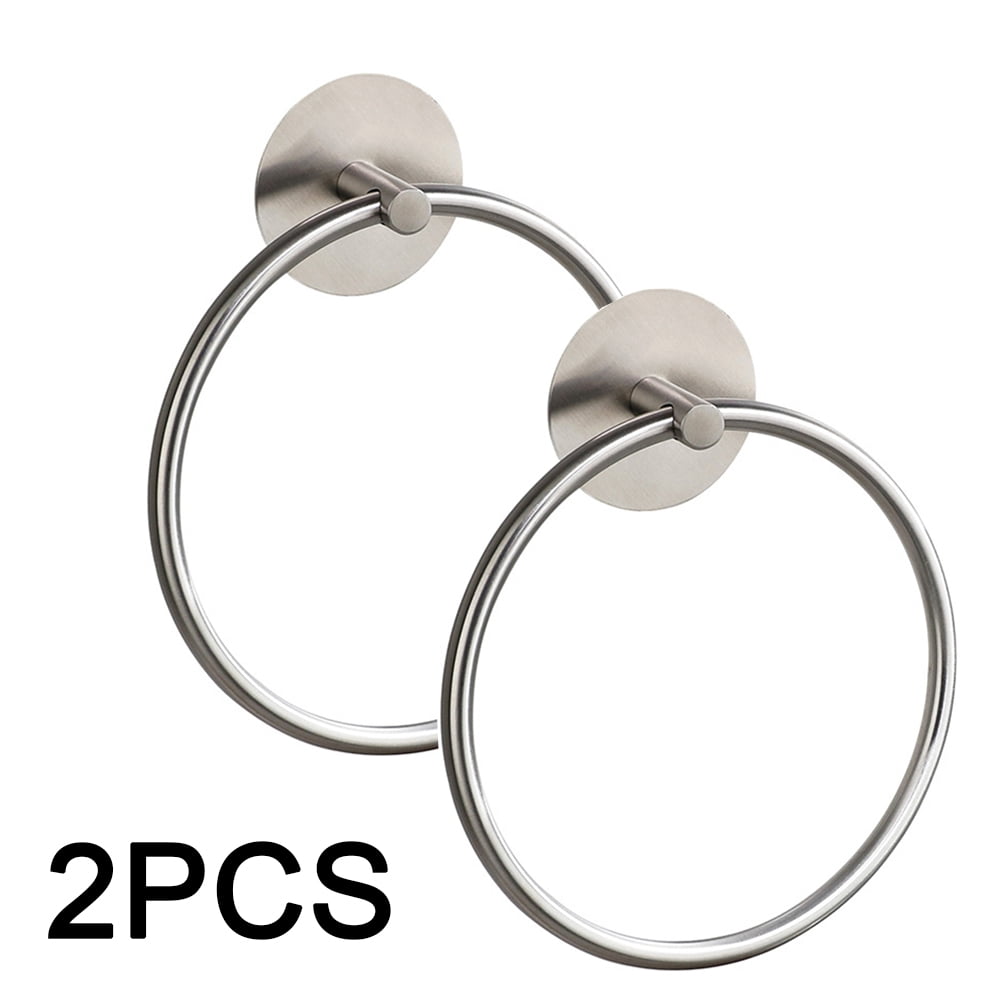 Aiteng 2Pcs Adhesive Towel Rings Wall Mounted Hand Towel Holder for ...