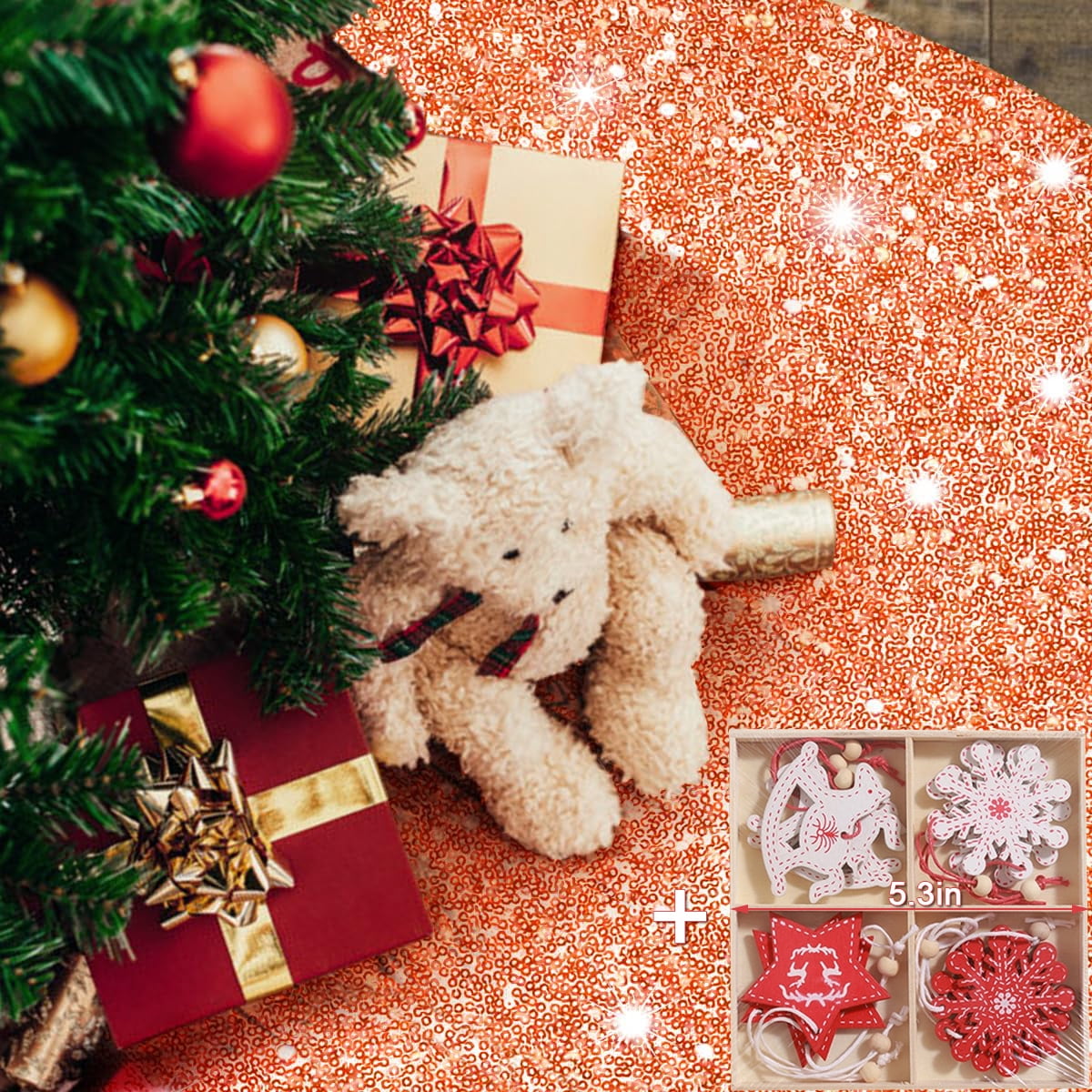 Aiteng Christmas Tree Skirt, 36 Inch Sequin Tree Skirts Glitter Xmas ...