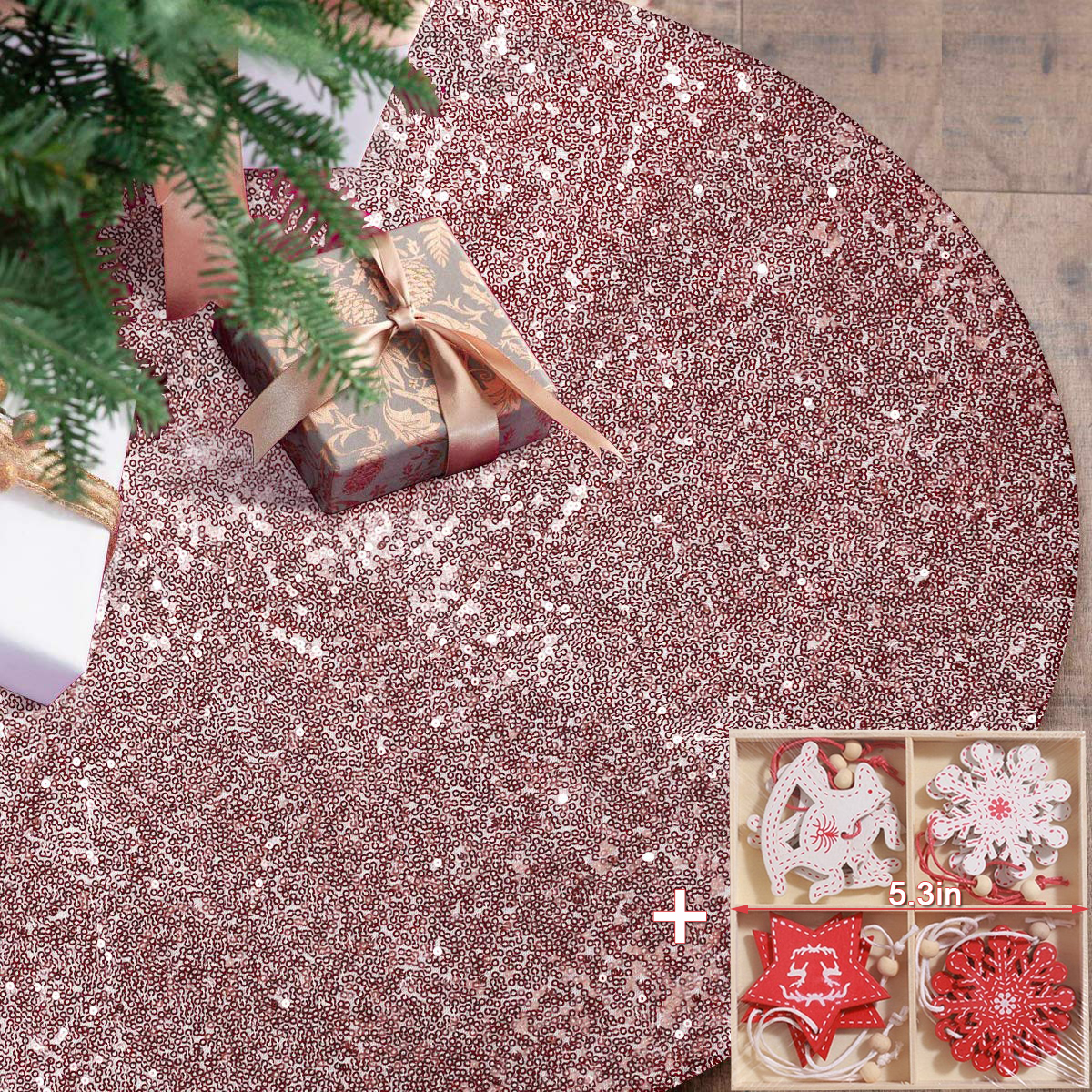Aiteng Christmas Tree Skirt, 36 Inch Sequin Tree Skirts Glitter Xmas ...