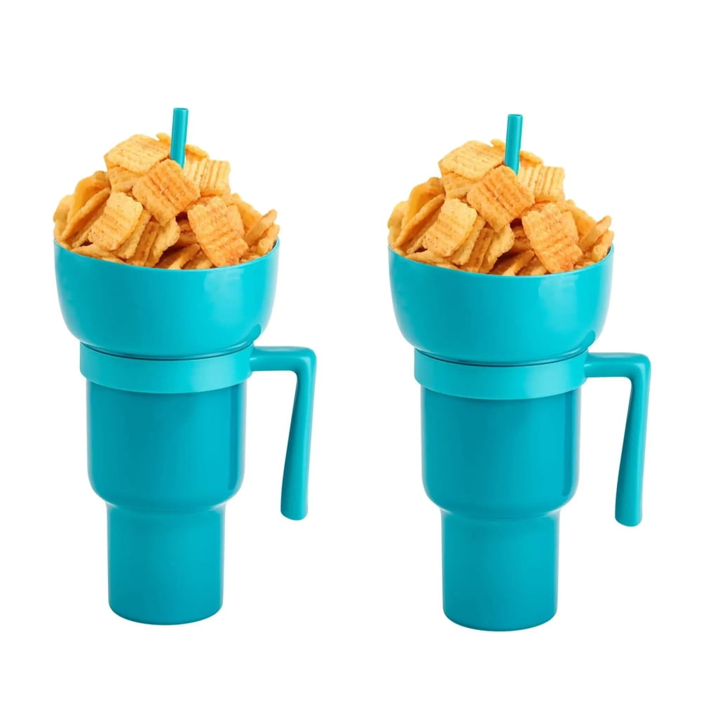 Aiteng Popcorn Beverage Cup Snack Cup Straw Cup with Handle Water ...