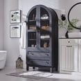 Aitjunz 71" Tall Arched Storage Cabinet with Glass Doors & 2 Drawers ...