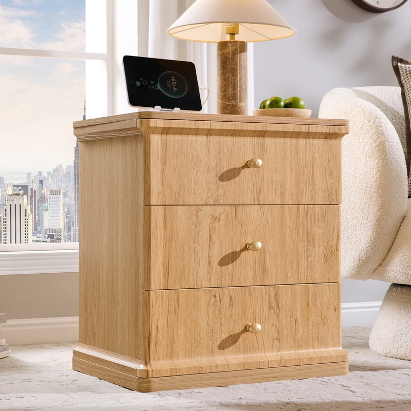 Aitjunz Modern 3 Drawers Nightstand for Bedroom, 23'' Tall Wooden ...