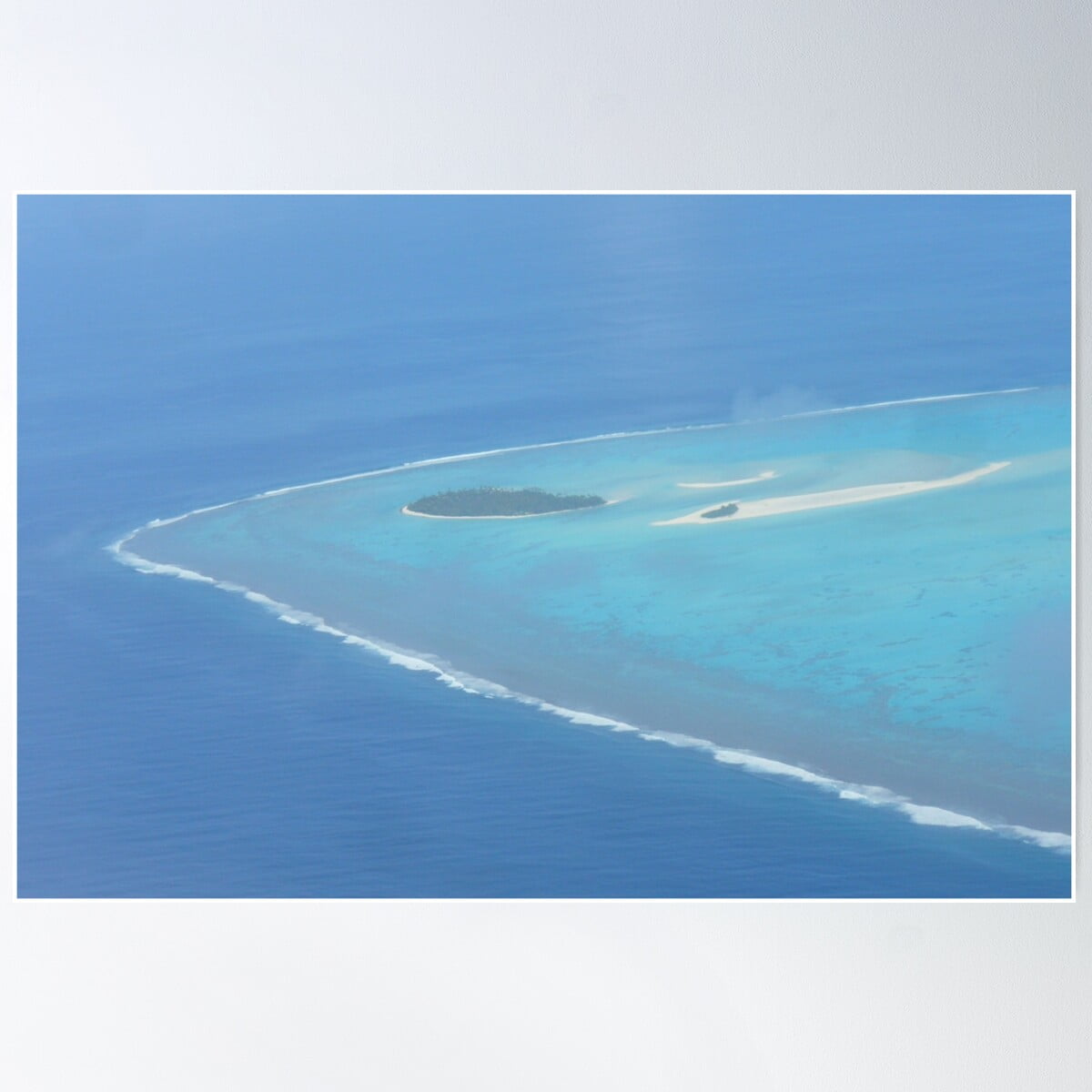 Aitutaki Lagoon Motu Maina Aerial View Poster Wall Art, Modern Wall ...