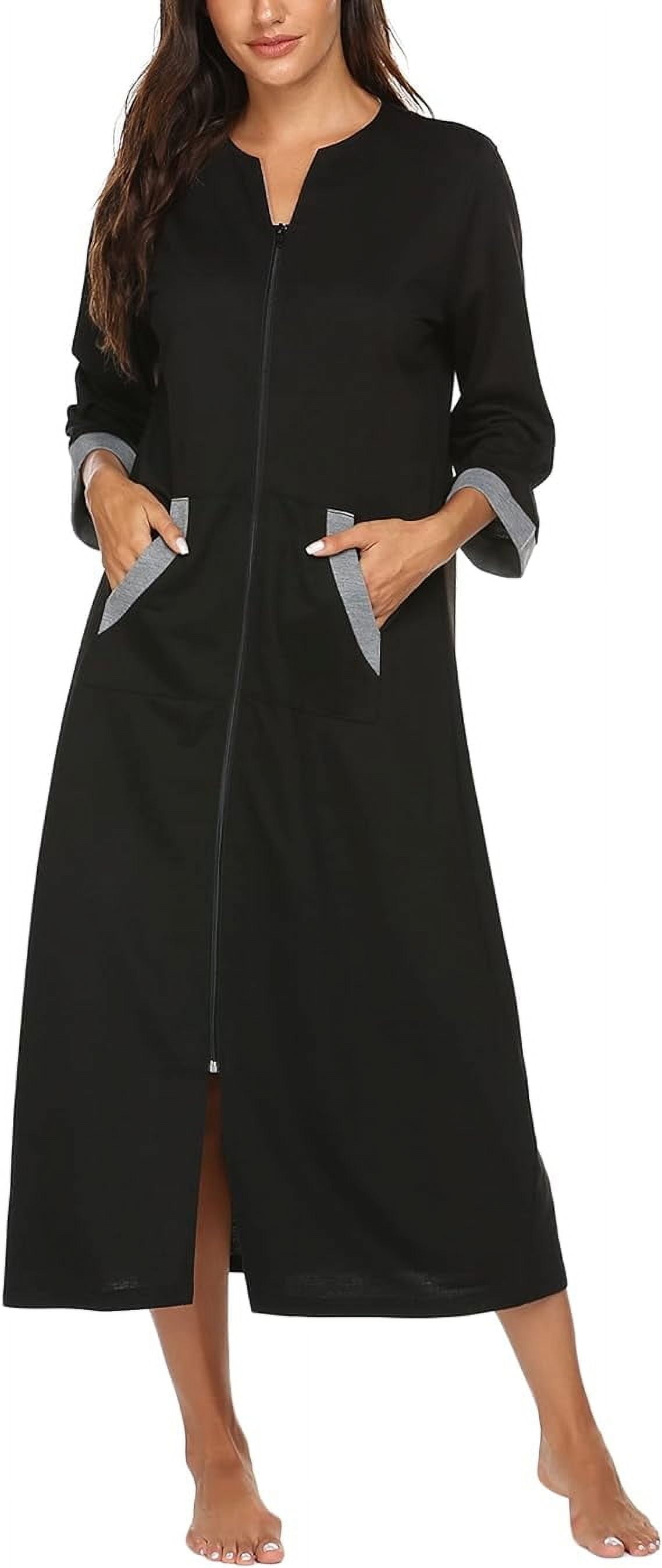 Avidlove Women Zipper Front Robes 3/4 Sleeve Housecoat Full Length ...