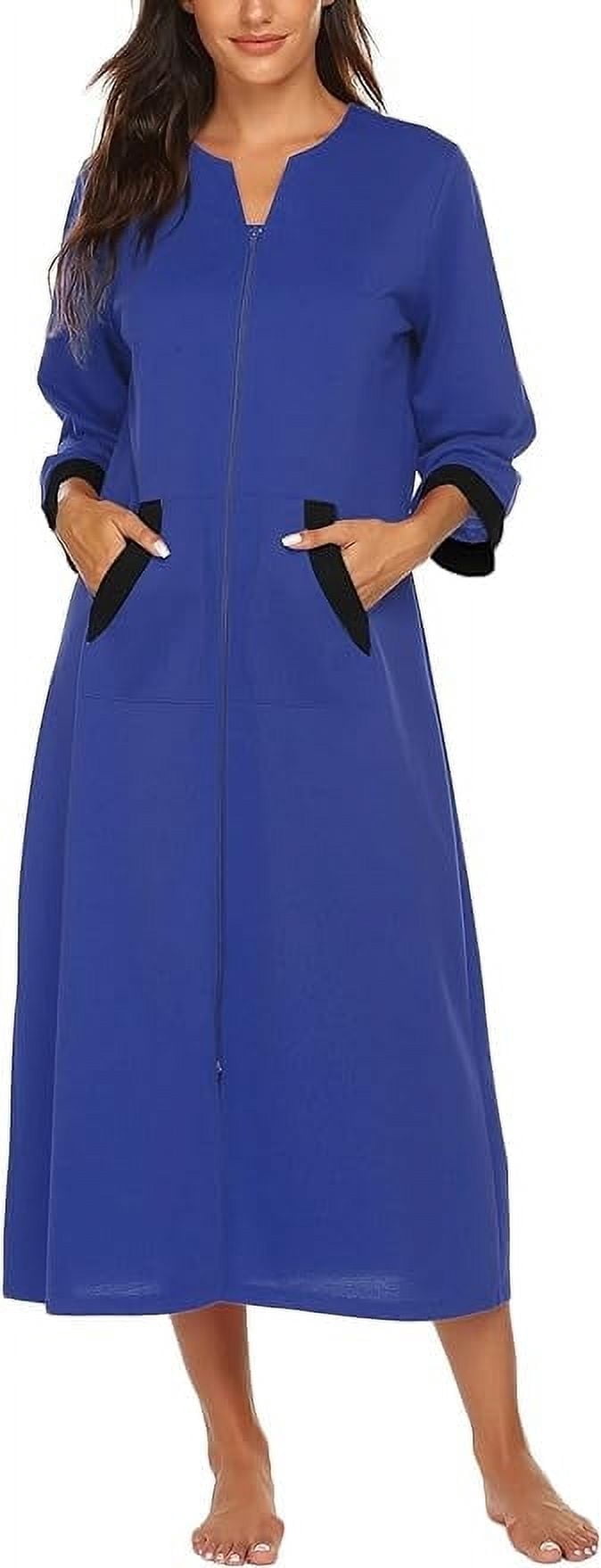 Avidlove Women Zipper Front Robes 3/4 Sleeve Housecoat Full Length ...