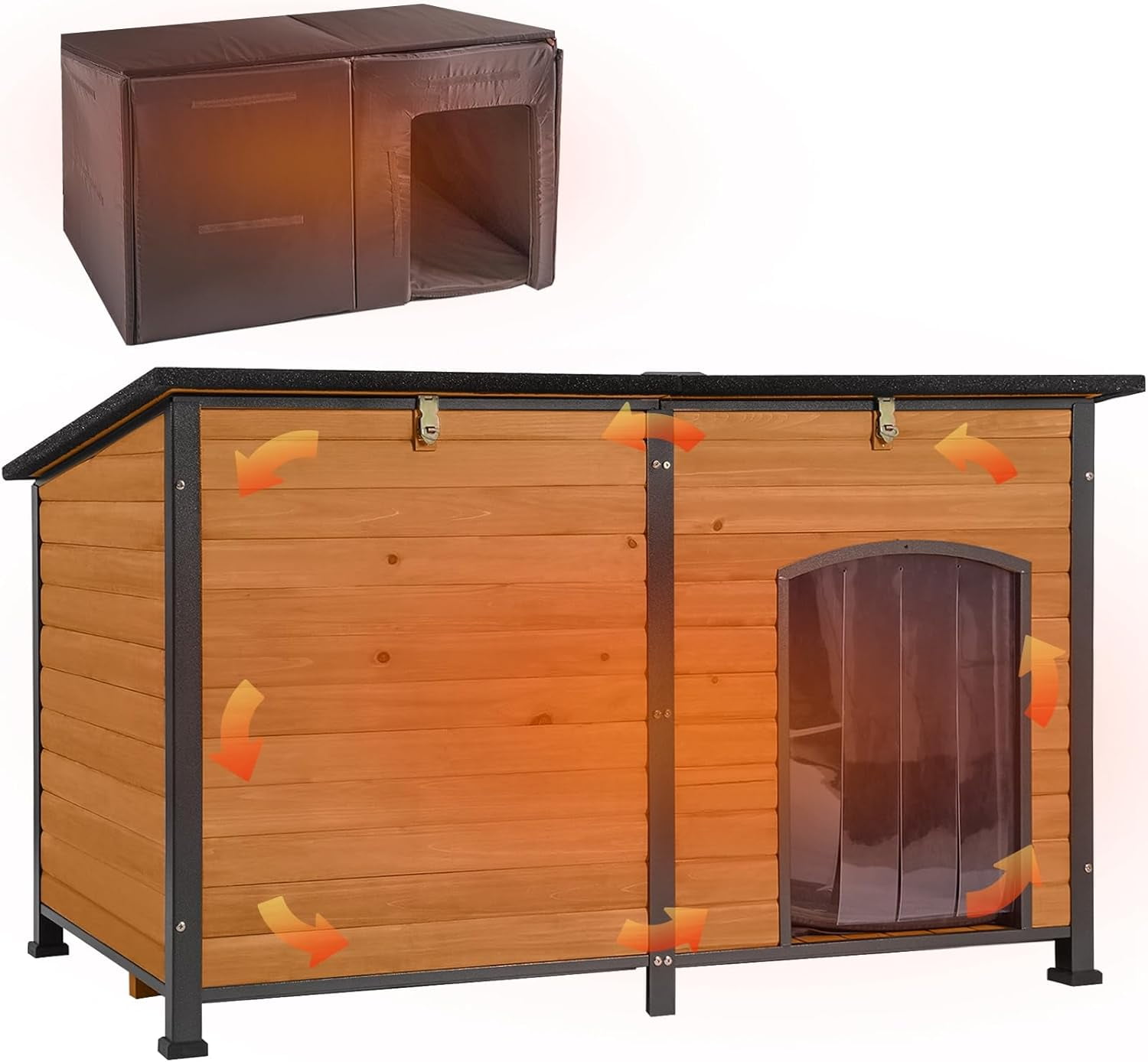 "AIVITUVIN Extra Large 59.1"" Insulated Outside Dog House, Winter ...