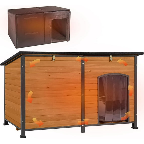 "AIVITUVIN Extra Large 59.1"" Insulated Outside Dog House, Winter ...