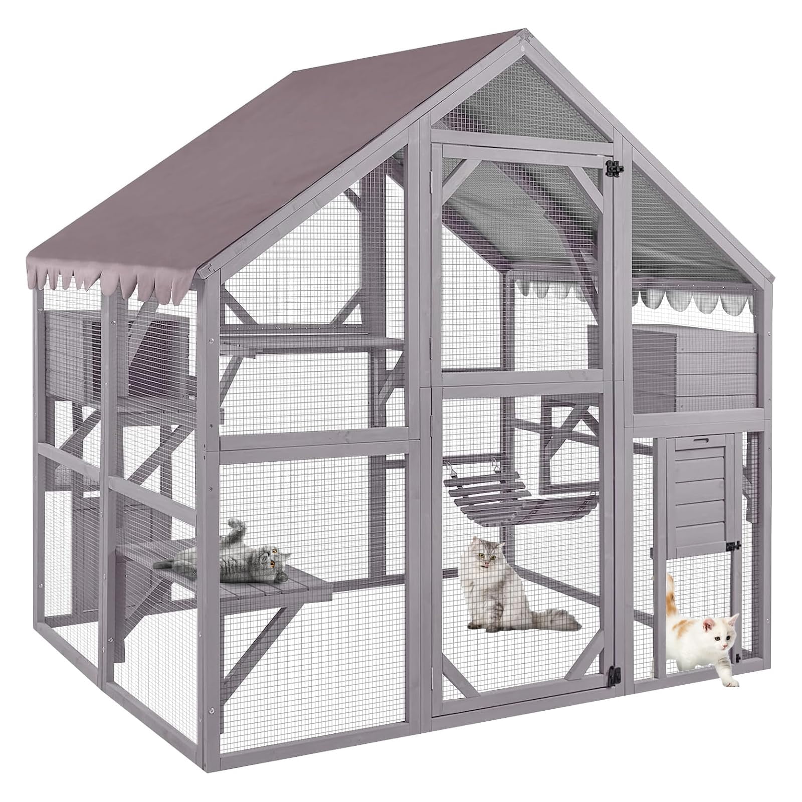 Aivituvin Cat House Outdoor Catio for Cat Enclosure Large Kitty Shelter ...