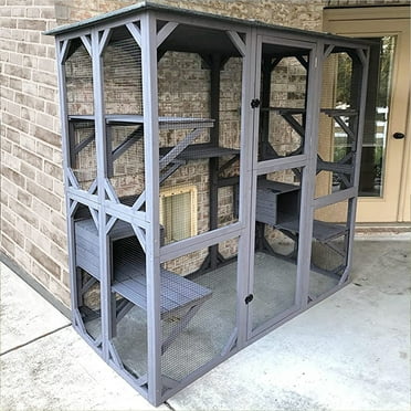 Coziwow Cat Enclosure Catio Cat House Cage Shelter Outdoor W/ Asphalt ...