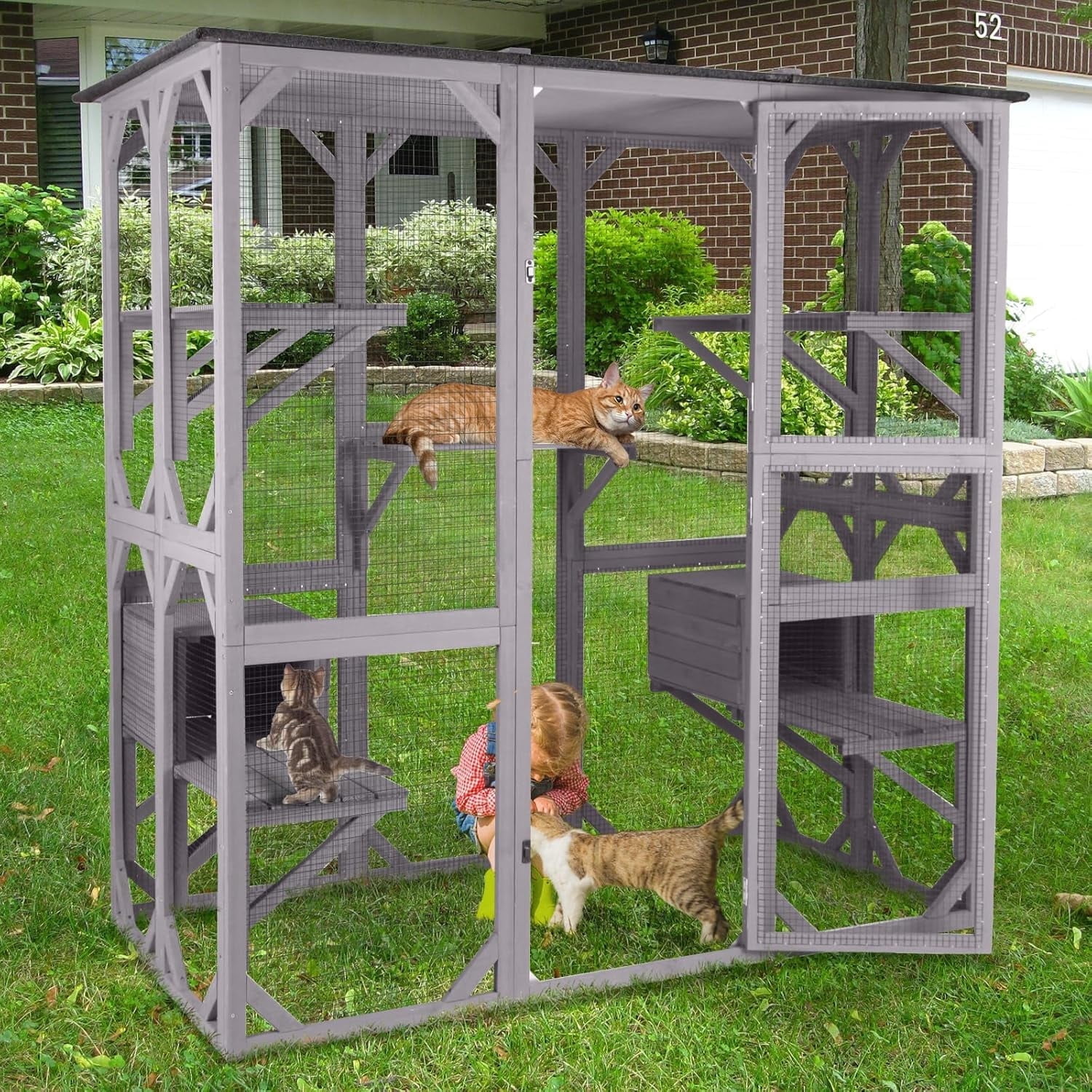 Aivituvin Catio Outdoor Cat Enclosure Extra Large Wooden Cat Cage Condo ...